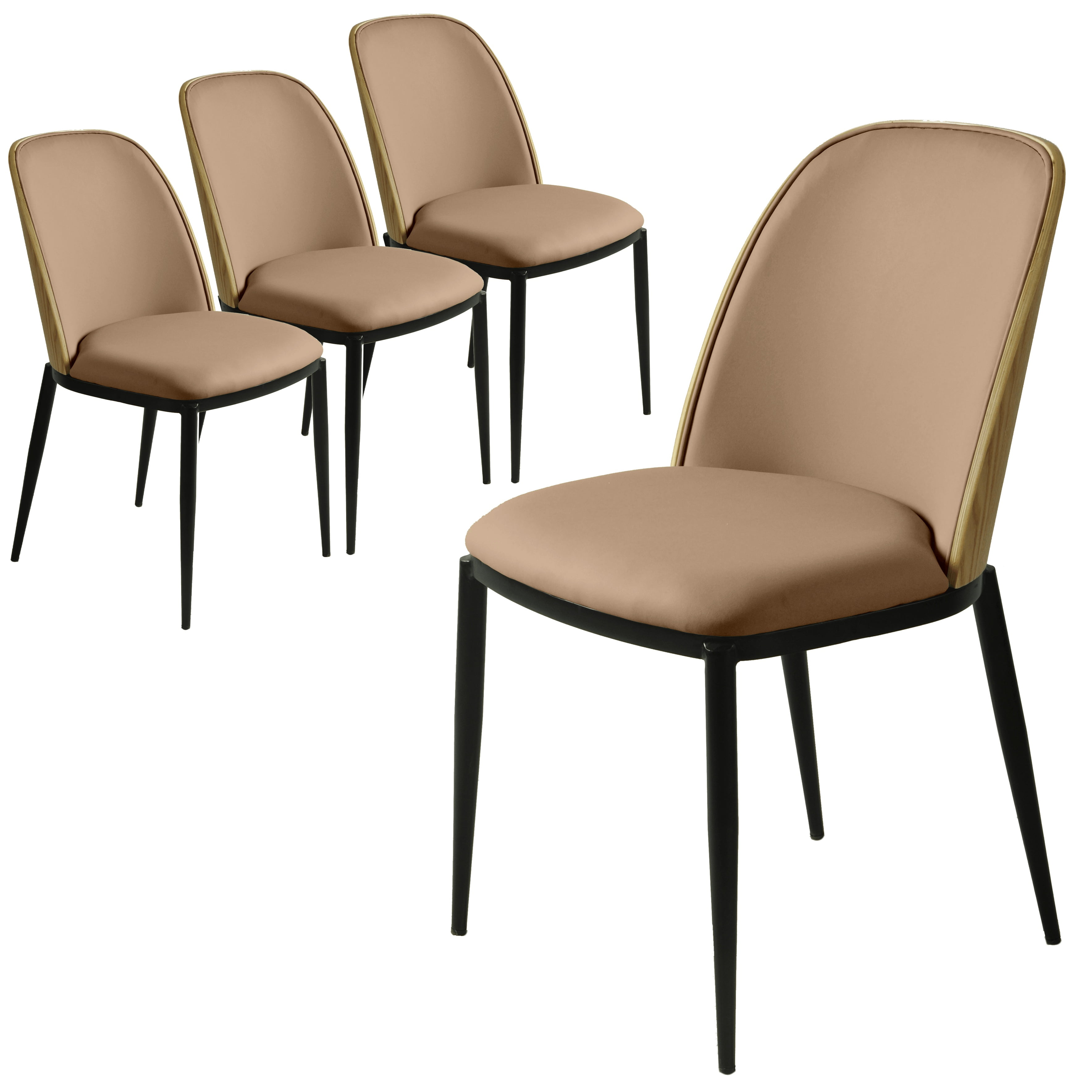 LeisureMod Tule Modern Dining Side Chair with Velvet Seat and Powder ...