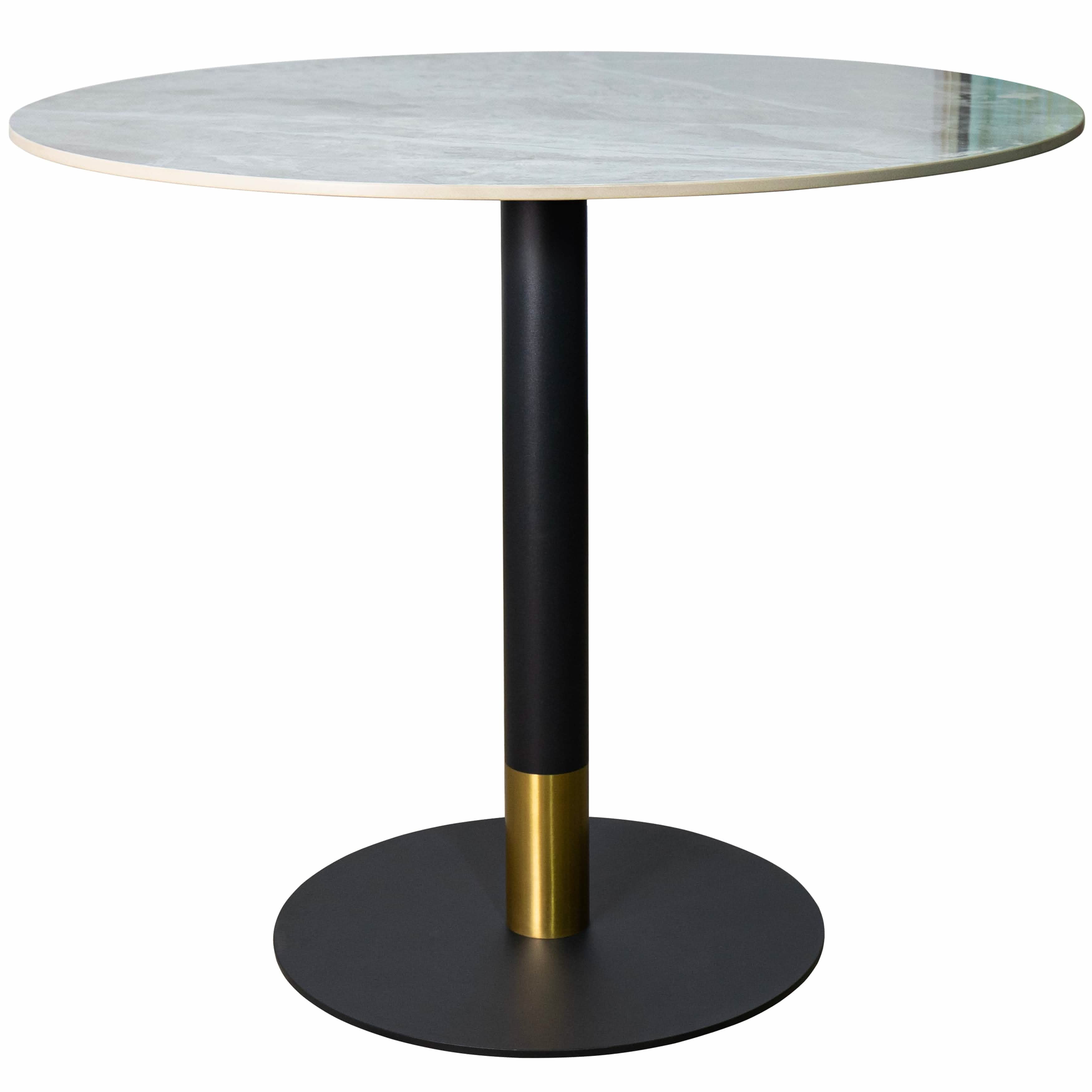 LeisureMod Vail Round Dining Table 27" Wide with Sintered Stone Top and ...