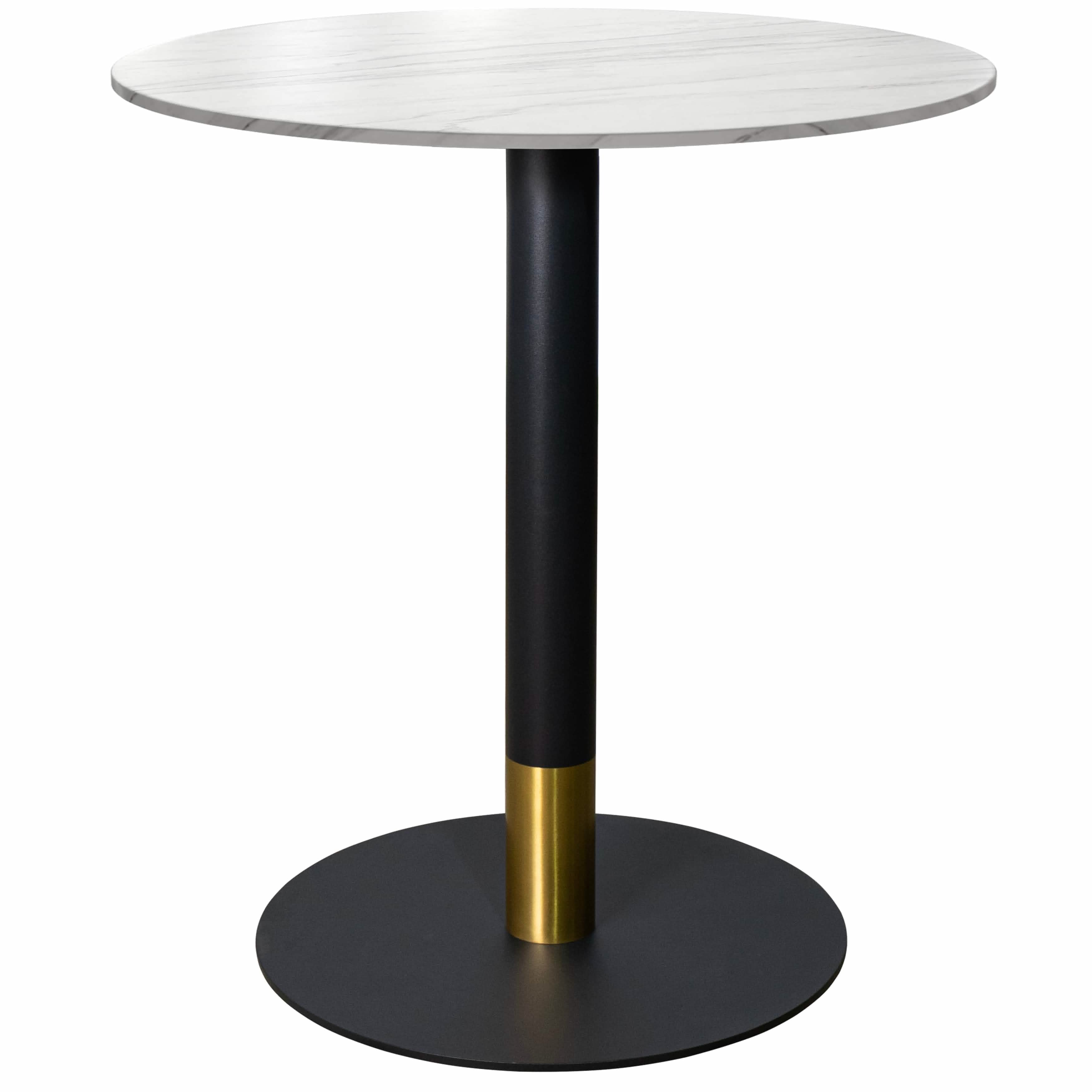 LeisureMod Vail Round Dining Table 27" Wide with Sintered Stone Top and ...