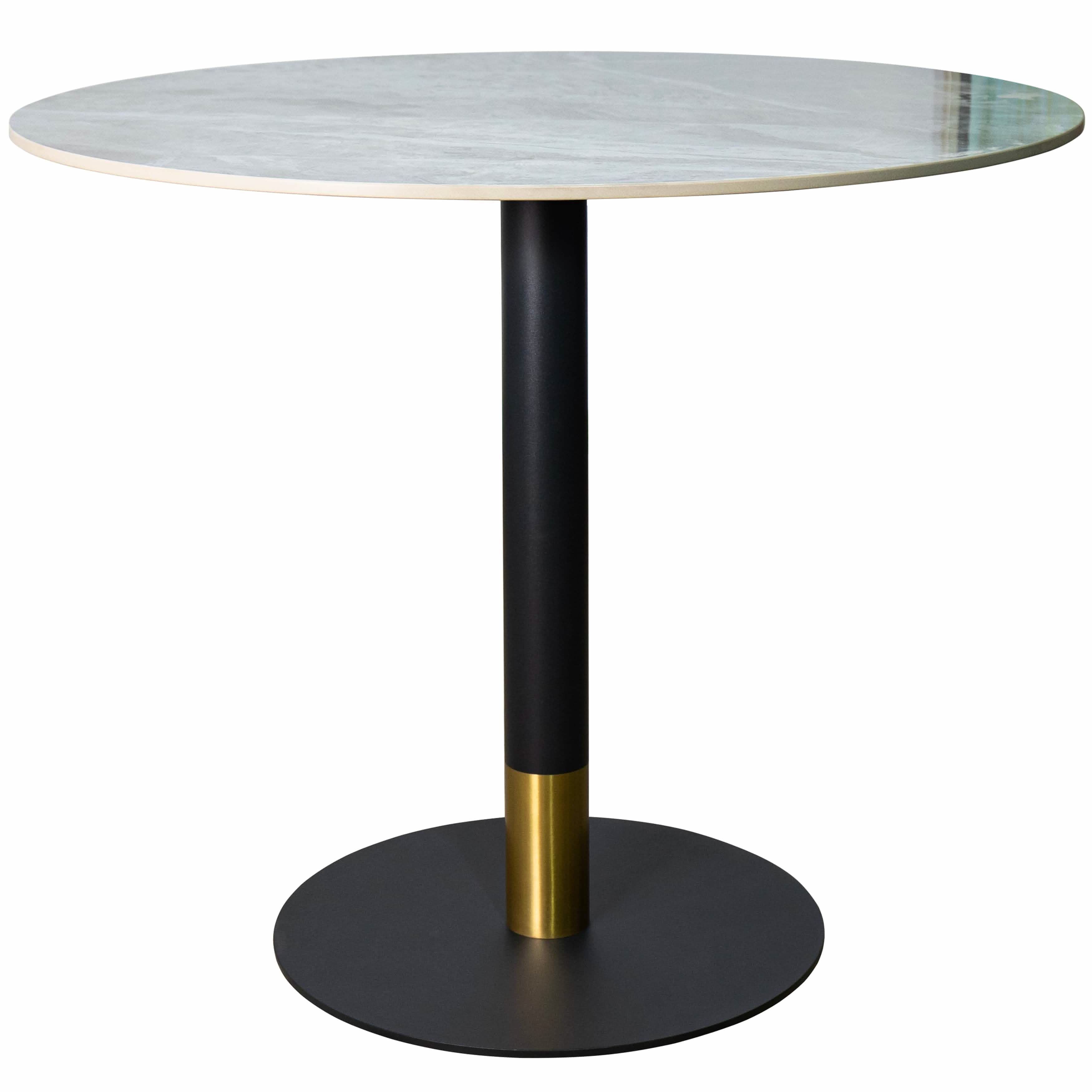 LeisureMod Vail Round Dining Table 36" Wide with Sintered Stone Top and ...