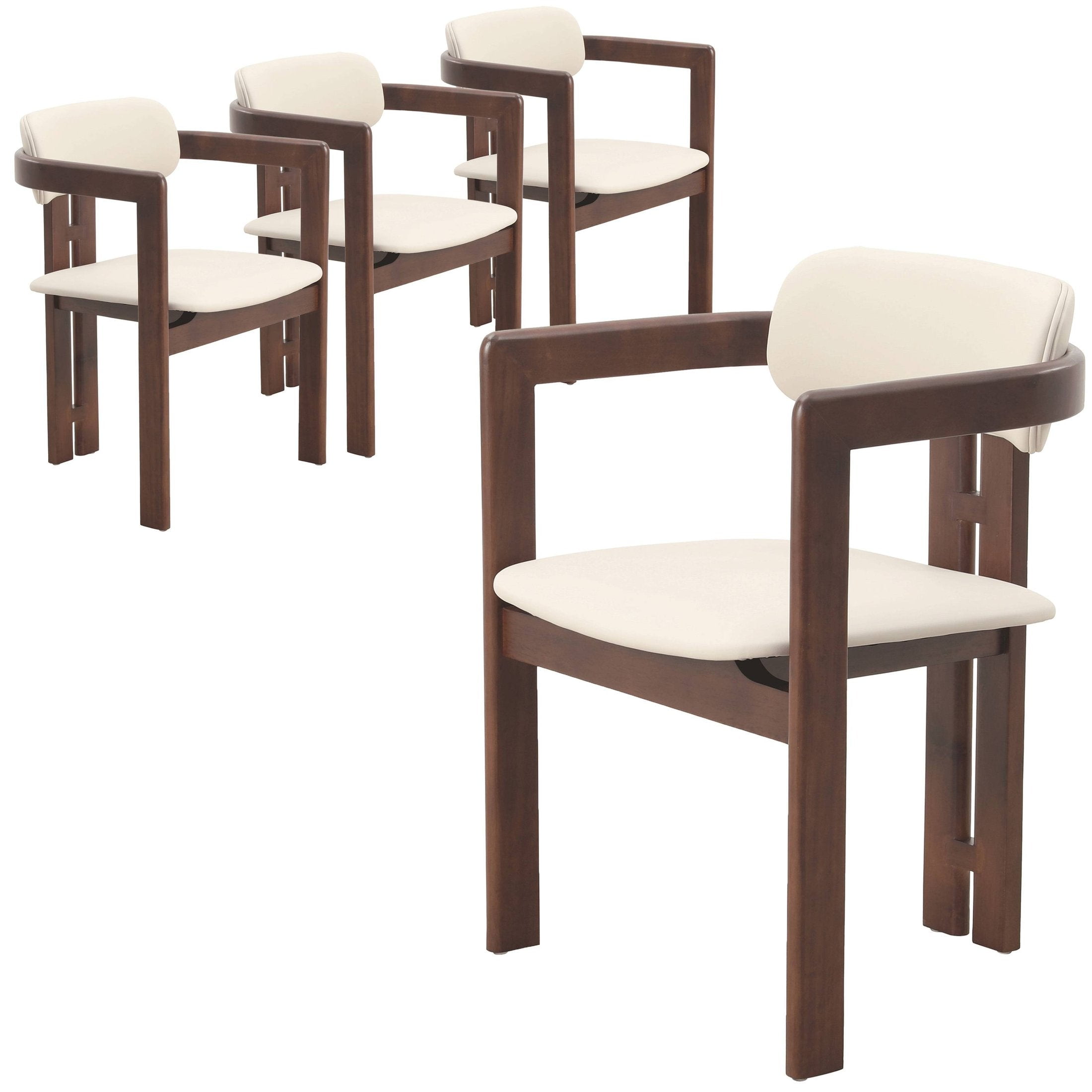 LeisureMod Velo Series Modern Dining Chair Walnut Color Wood with Toupe ...