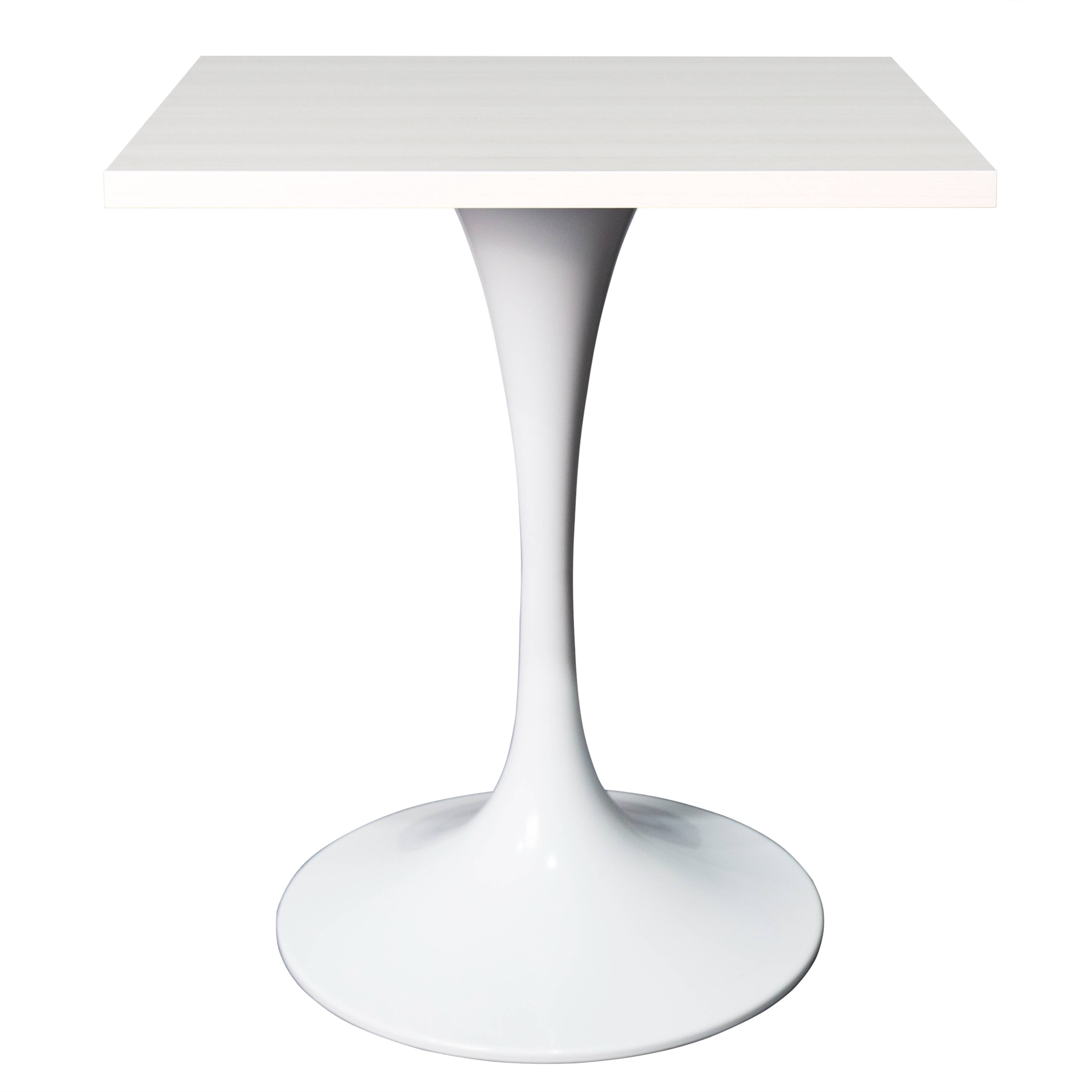 LeisureMod Verve Collection 24 Square Dining Table, White Base with ...