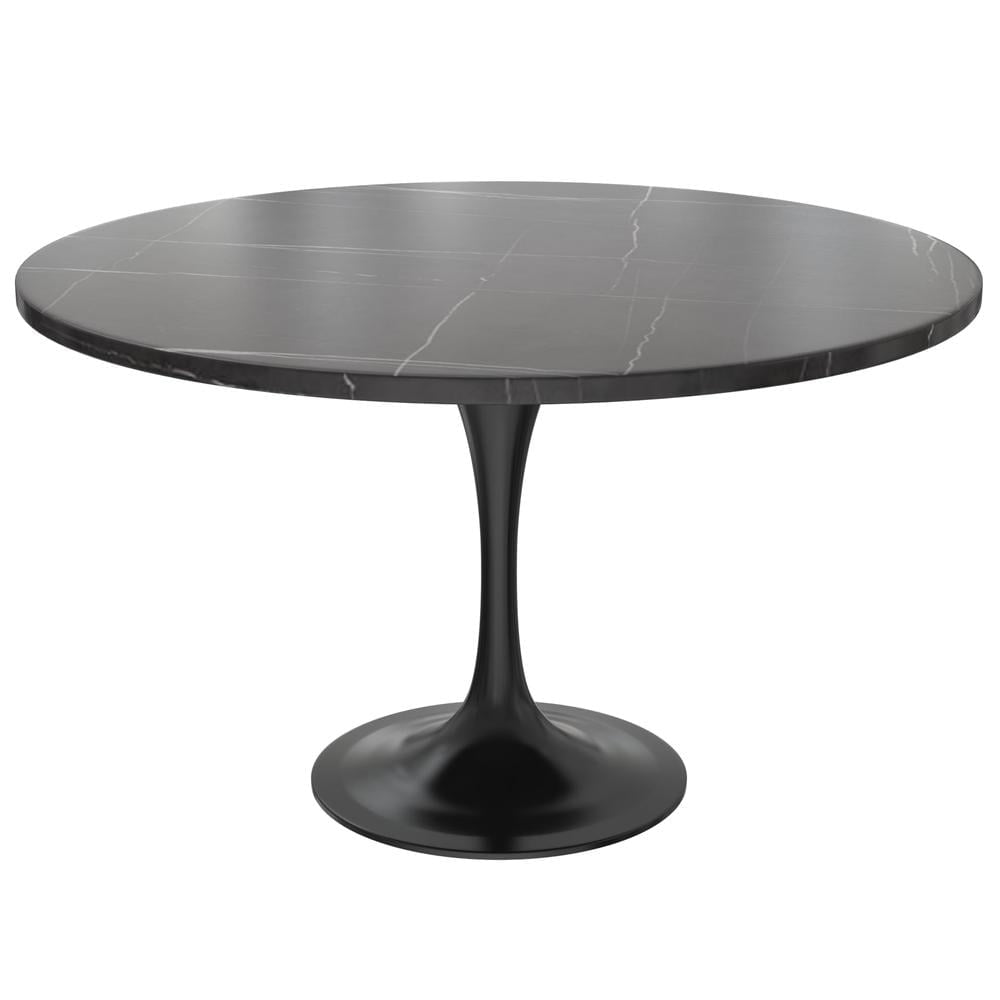 LeisureMod Verve Mid-Century Modern 48" Round Dining Table with ...