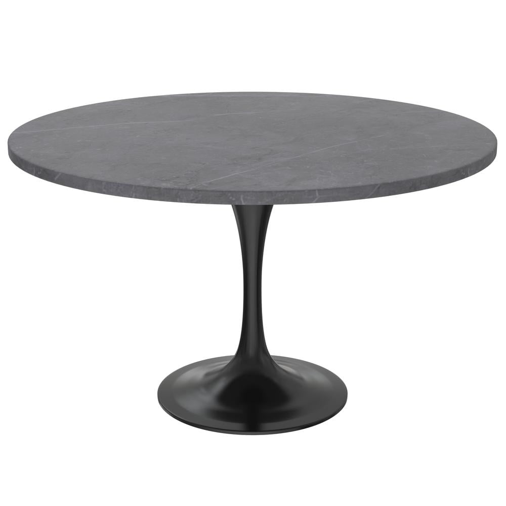 LeisureMod Verve Modern 48" Stone Dining Table in Steel Base Gray ...