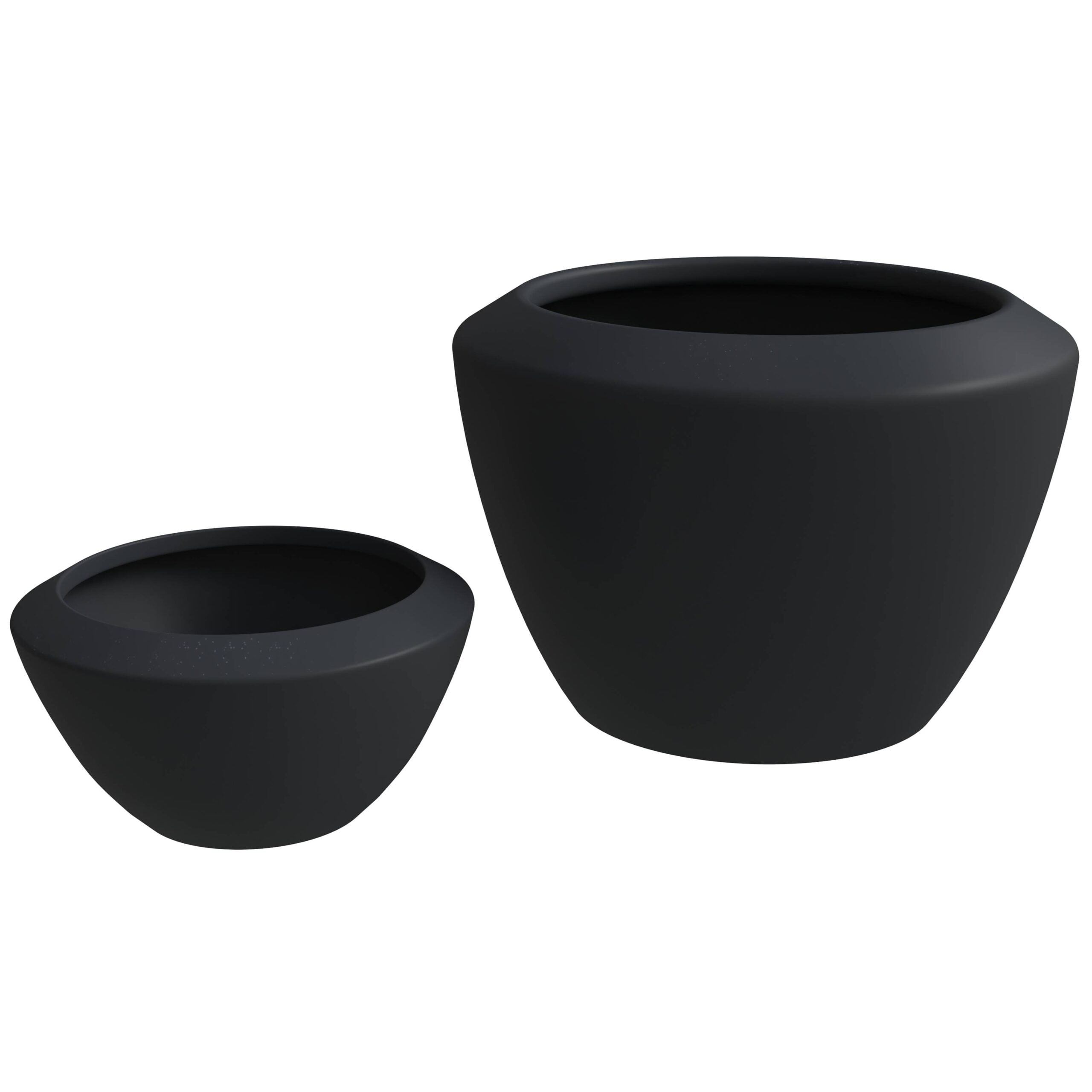 LeisureMod Vessel 2-Piece Fiberstone and MGO Clay Planter Set, Mid ...