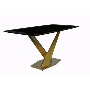 Ssline Dining Table with Tempered Glass Top Gold Mirror Finish ...