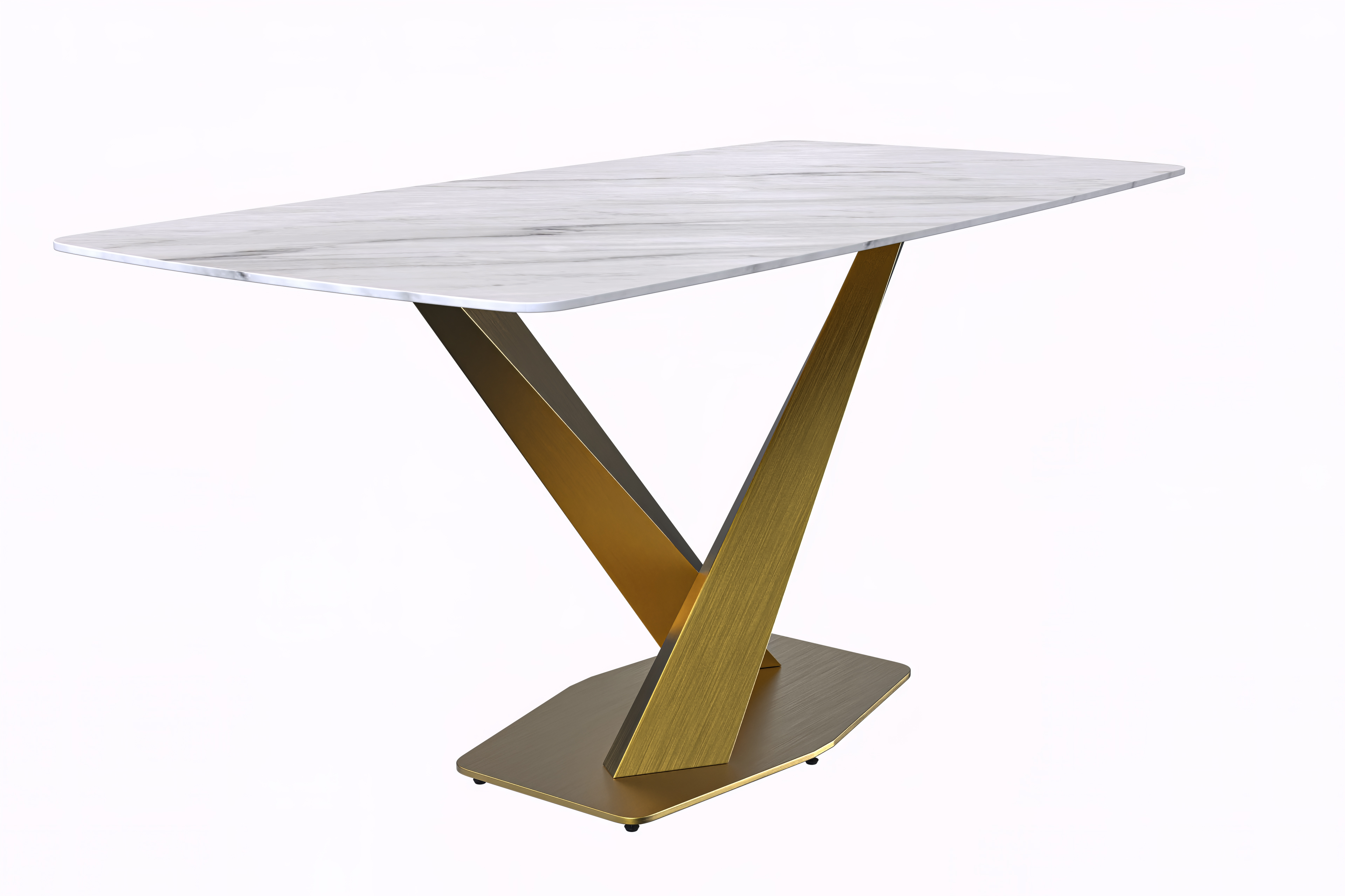 LeisureMod Voren Mid-Century Modern Dining Table with a 55" Sintered Stone Rectangular Tabletop ...