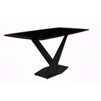 POVISON 71" Modern Luxury White Rectangular Dining Table with Glossy Sintered Stone Tabletop ...