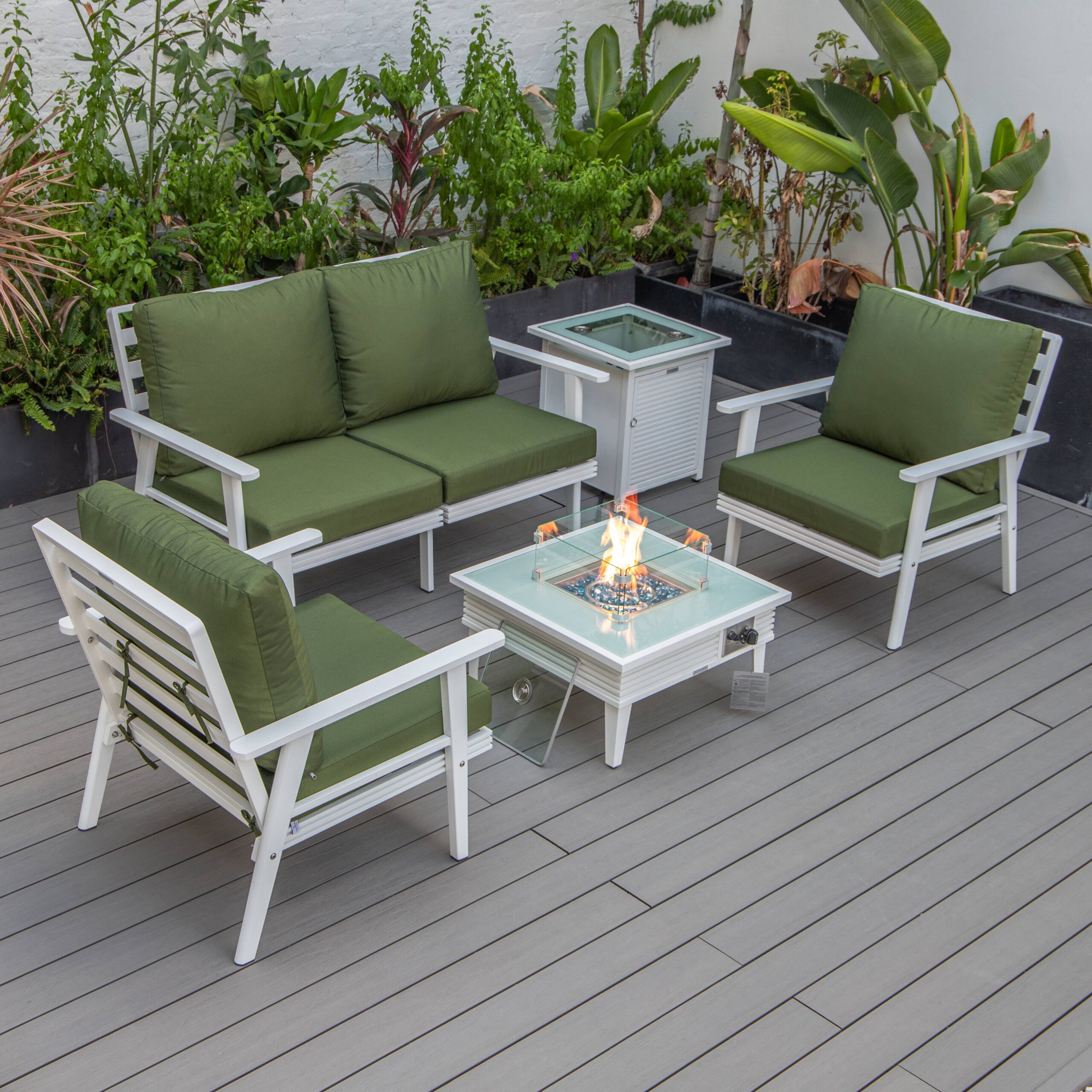LeisureMod Outdoor Set with Fire Pit for Hotel Patios - Walmart ...