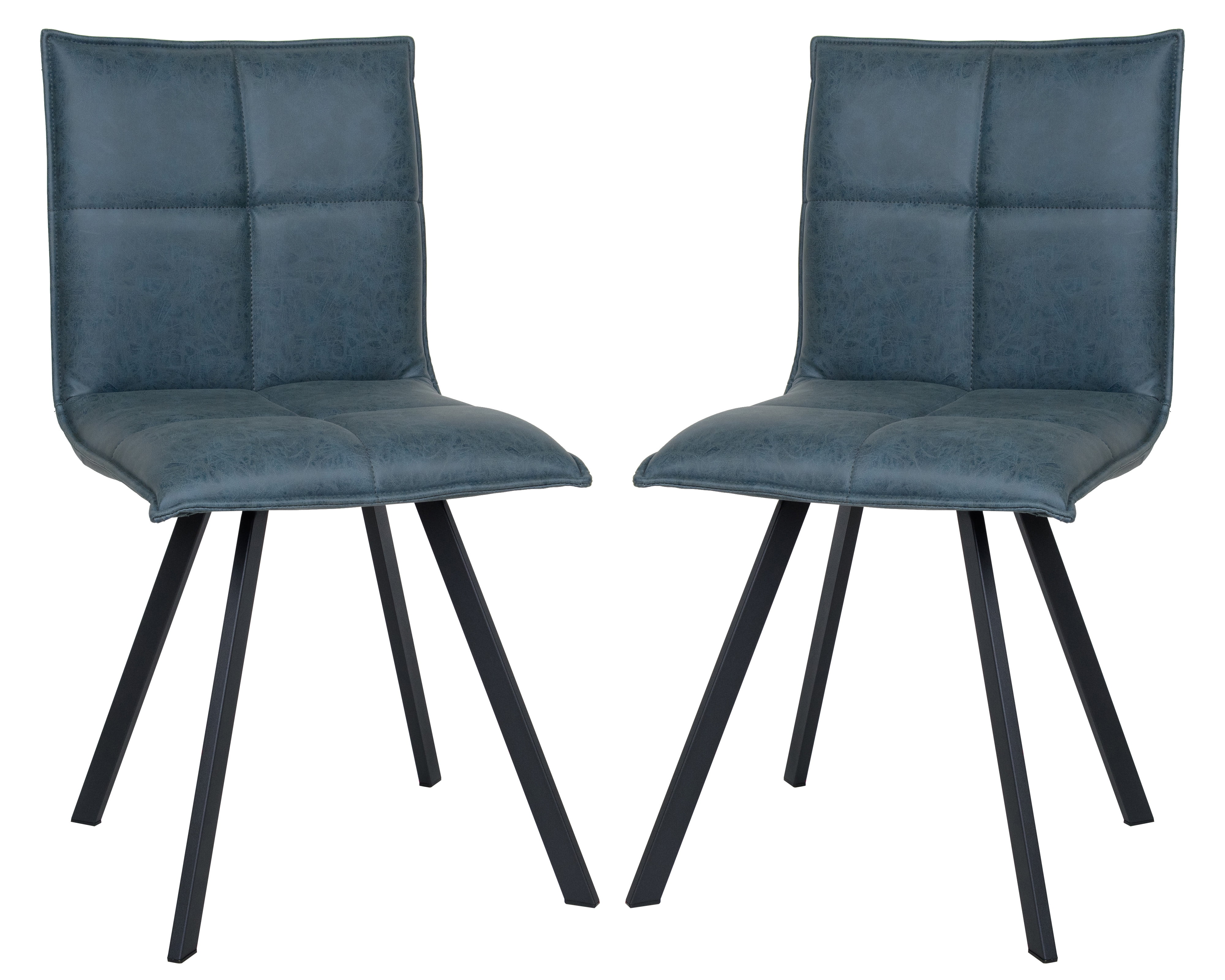 LeisureMod Wesley Modern Leather Dining Chair With Solid Metal Legs Set ...
