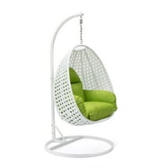 SWITTE Swing Egg Chair with Stand 2 Person Beige Wicker Egg Chairs ...