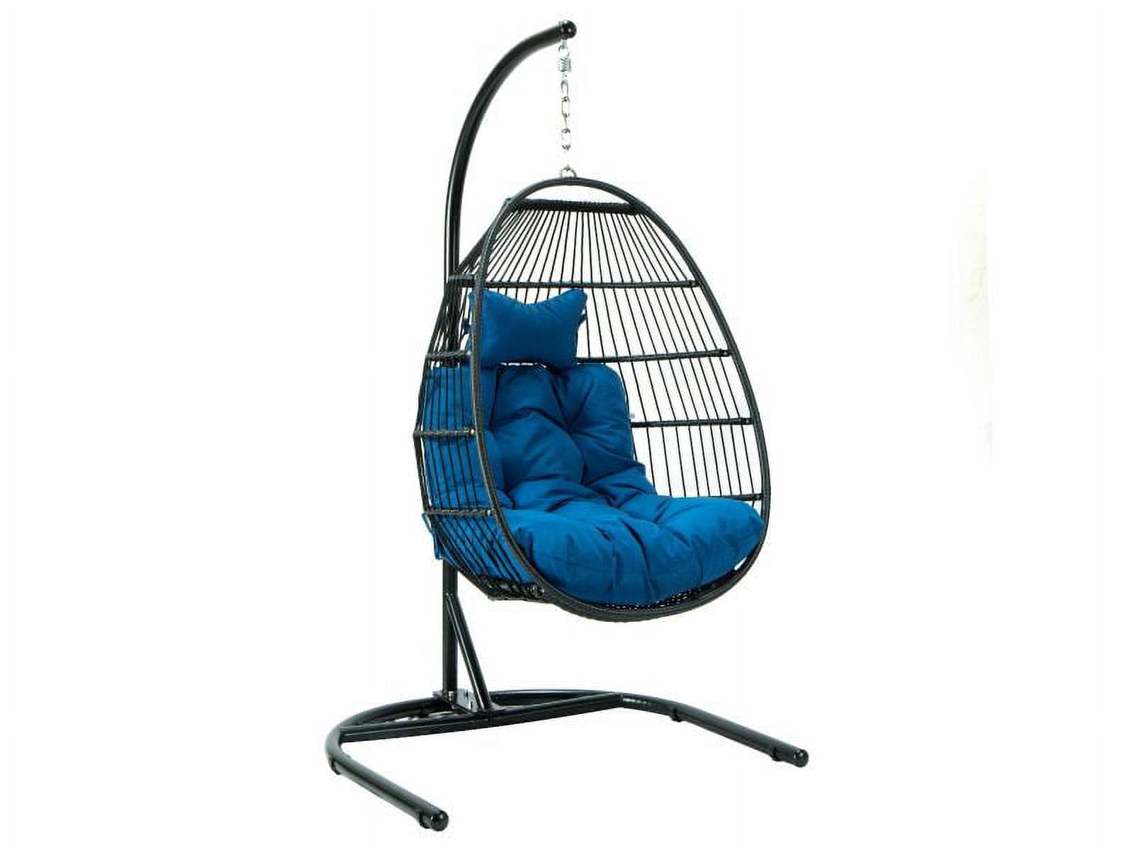 LeisureMod Wicker Folding Hanging Egg Swing Chair, Blue - Walmart.com
