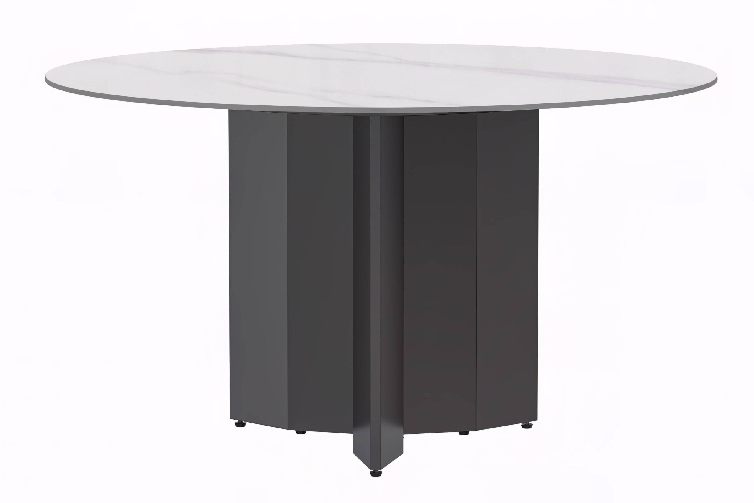 LeisureMod Zevro Series Round Dining Table Black Base with 60 Round ...