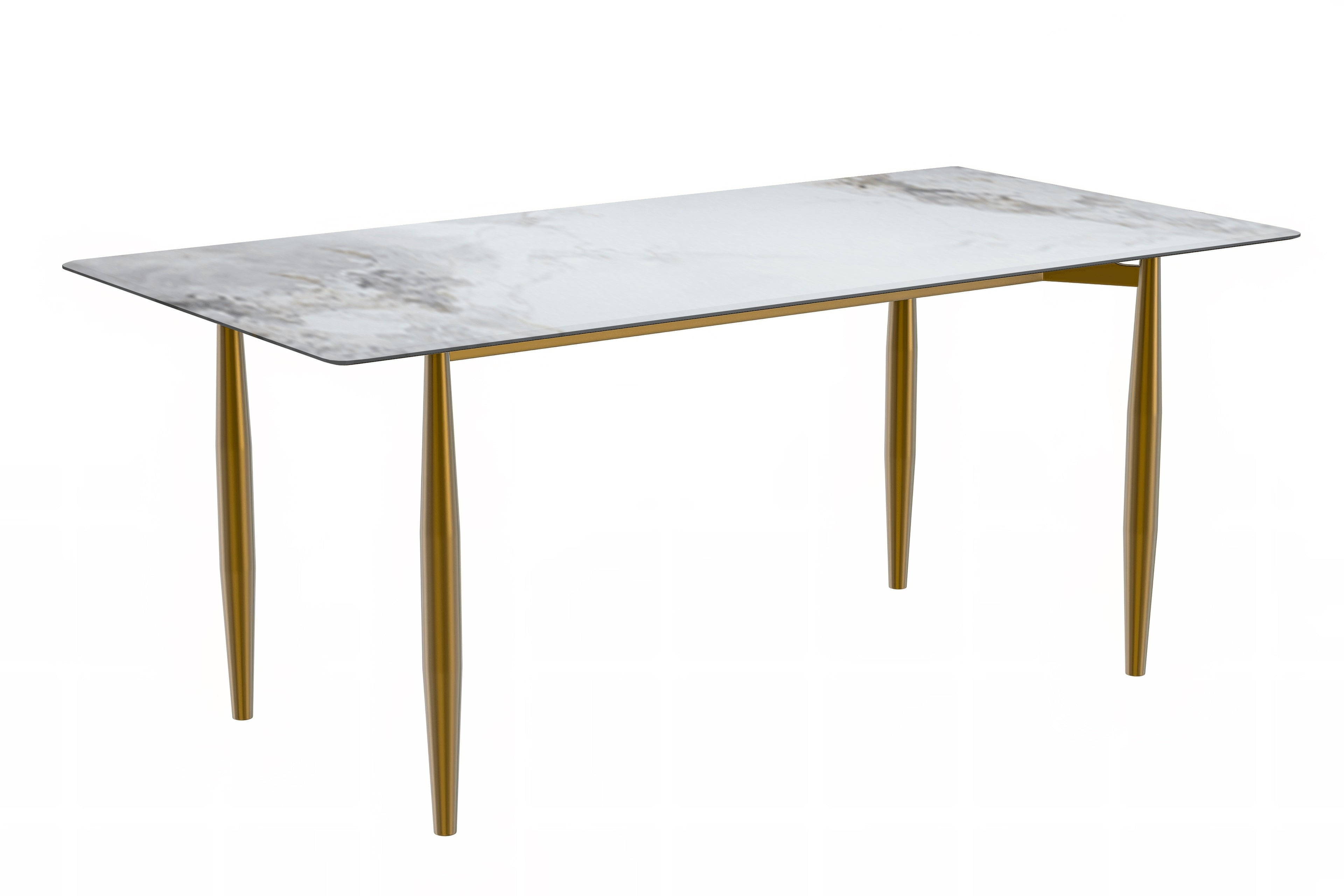 LeisureMod Zinti Modern Dining Table with 55" Sintered Stone Rectangular Wide Tabletop with ...
