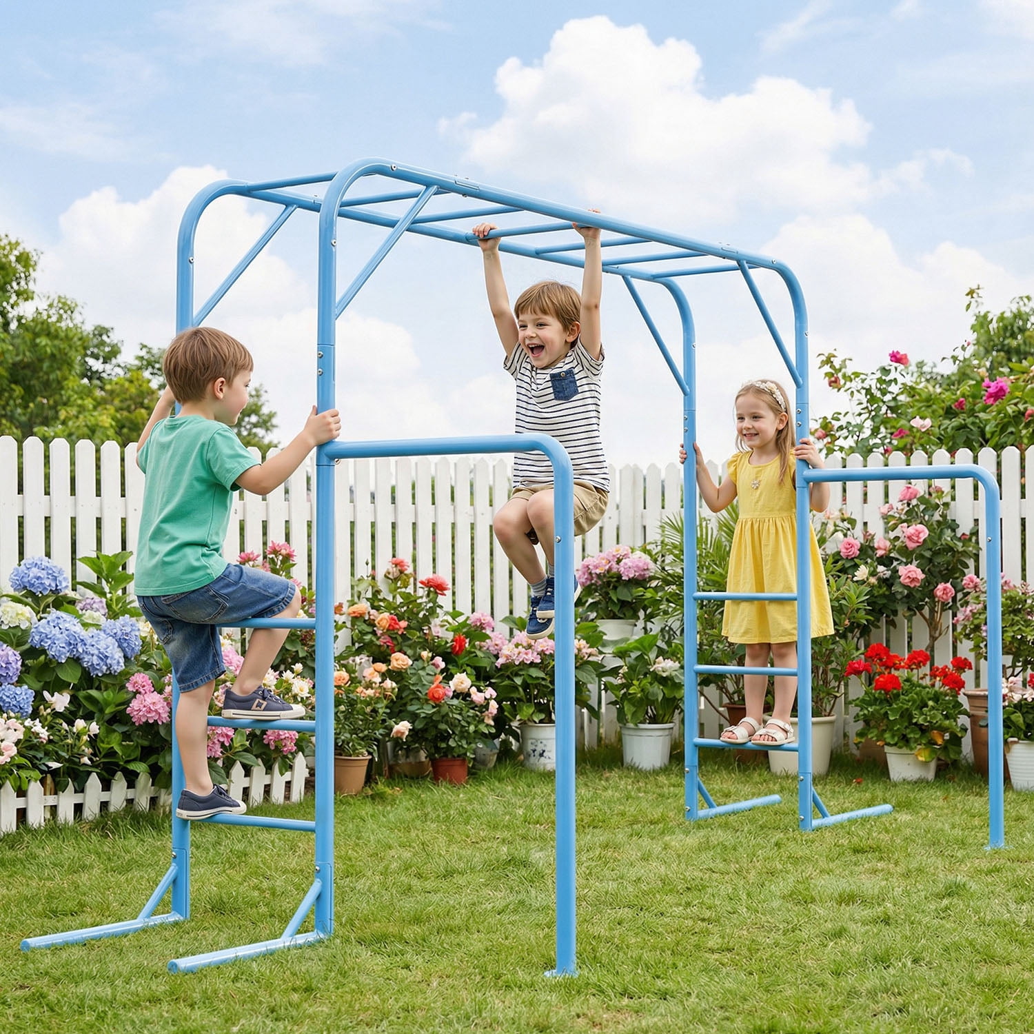 LeisureStar Kids Monkey Bars Jungle Gym, Metal Outdoor Climbing Frame ...