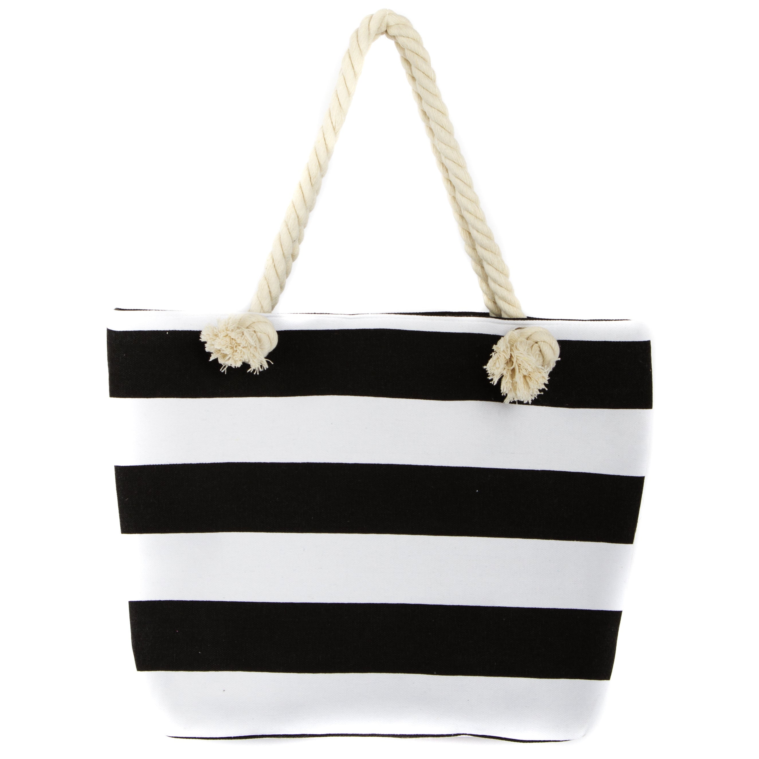 Leisureland Rope Handle Stripe Canvas Beach Tote Bag - Walmart.com