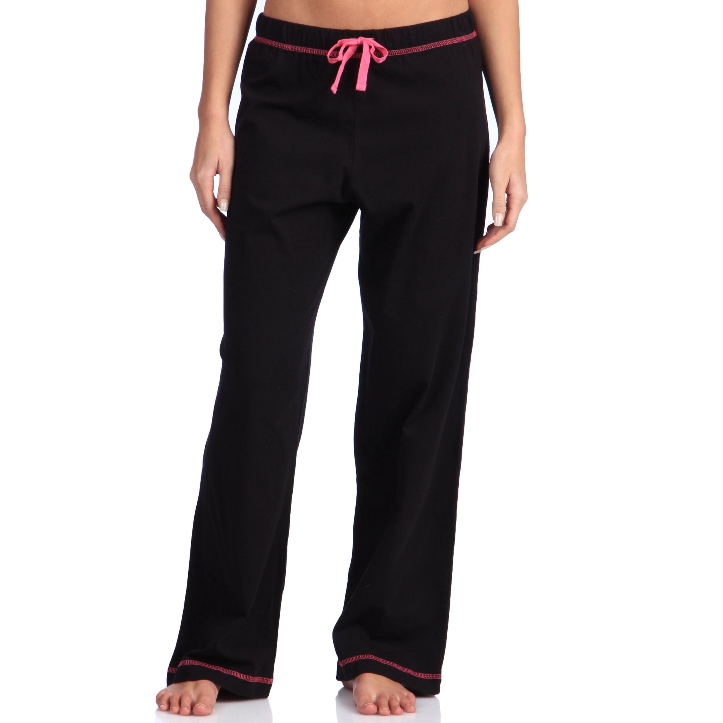 "Leisureland Women's Black Cotton Knit Pajama Pants" - Walmart.com