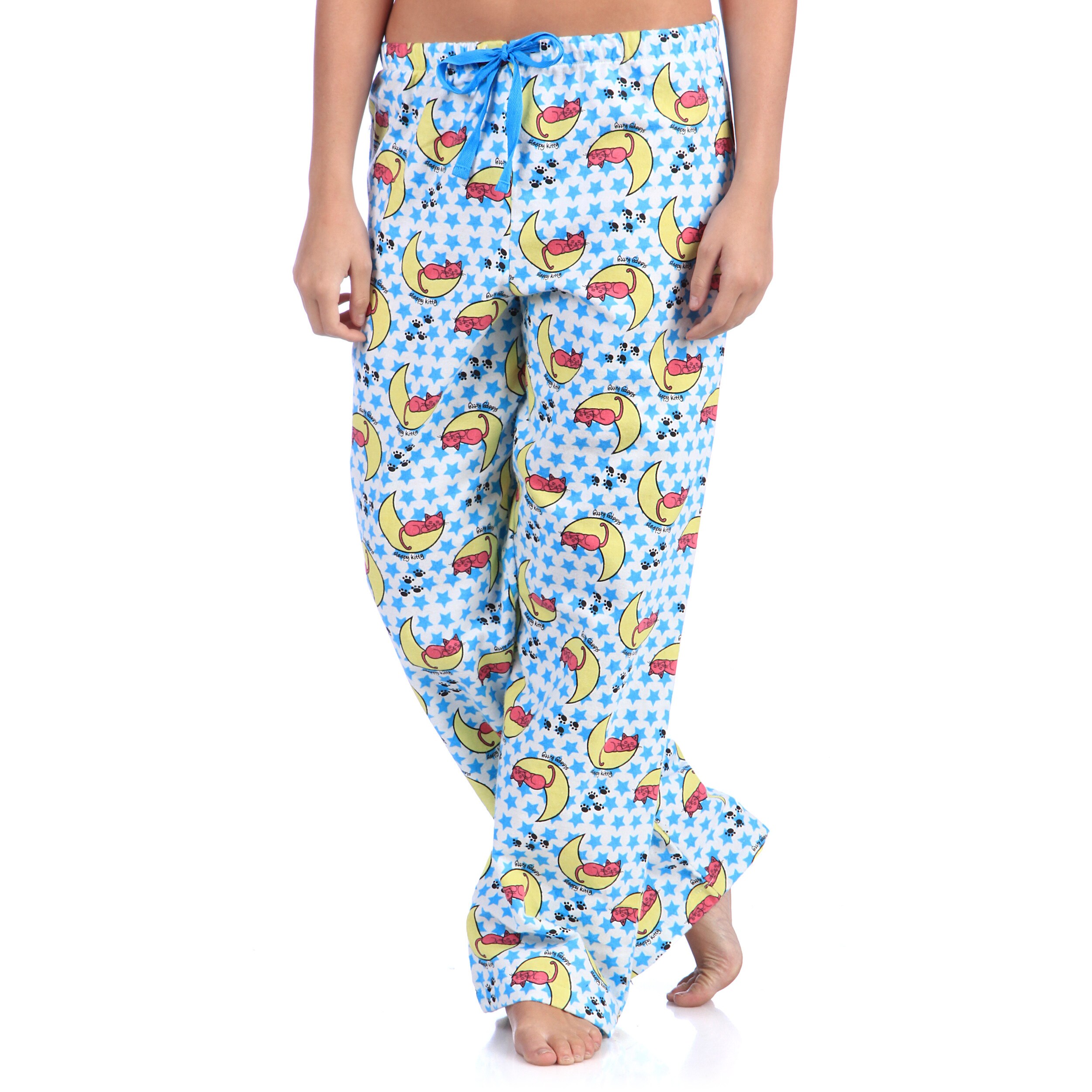 "Leisureland Women's Sleepy Kitty Cotton Flannel Sleep Pants" - Walmart.com