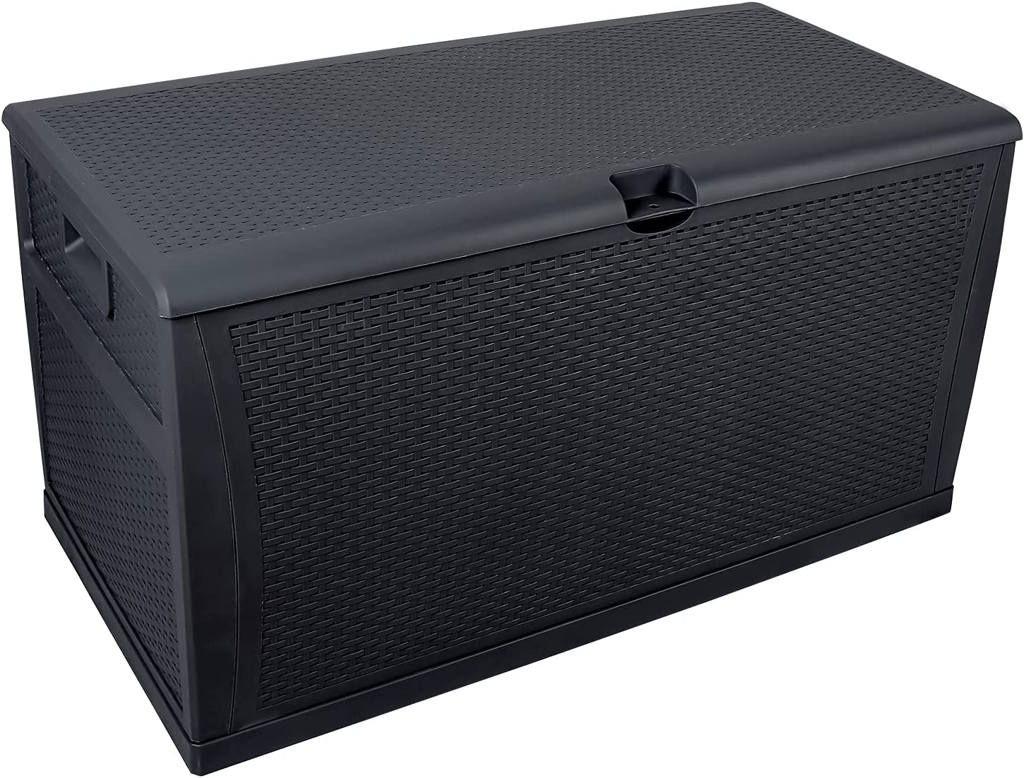 Leisurelife Plastic Deck Box Wicker 120 Gallon, Black Water-resistant ...