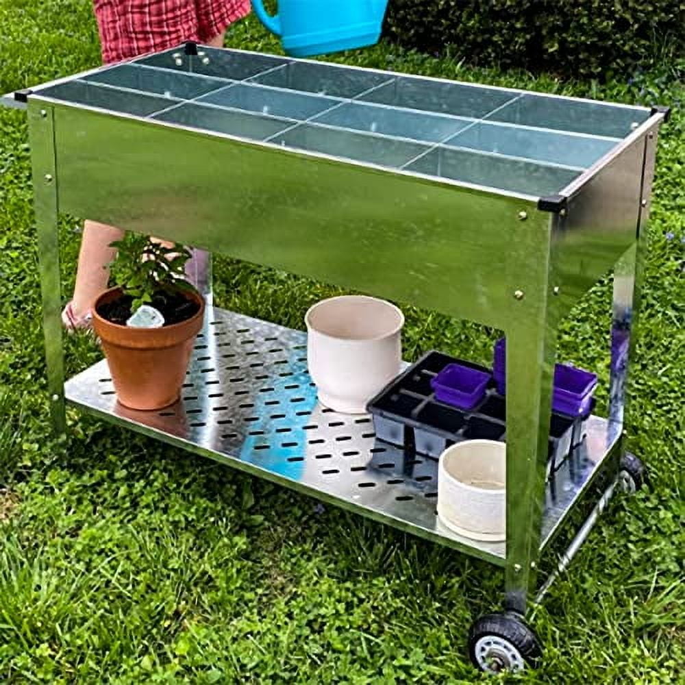 Leisurelife Raised Garden Bed for Gardening with Wheels and Metal Grid ...