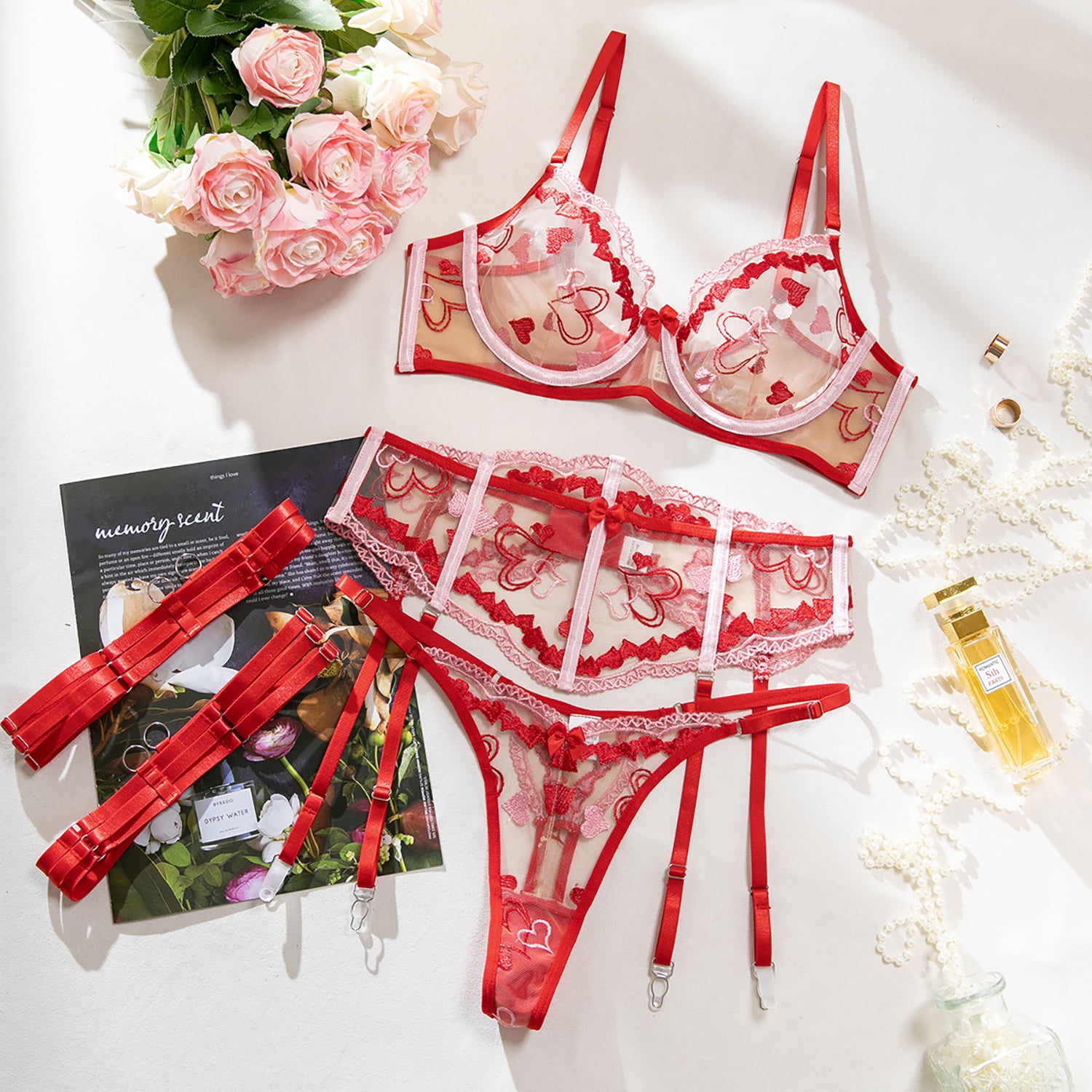 Leisurelife.Store Lace Hourglass Bra, Red 1-Pack - Walmart.com