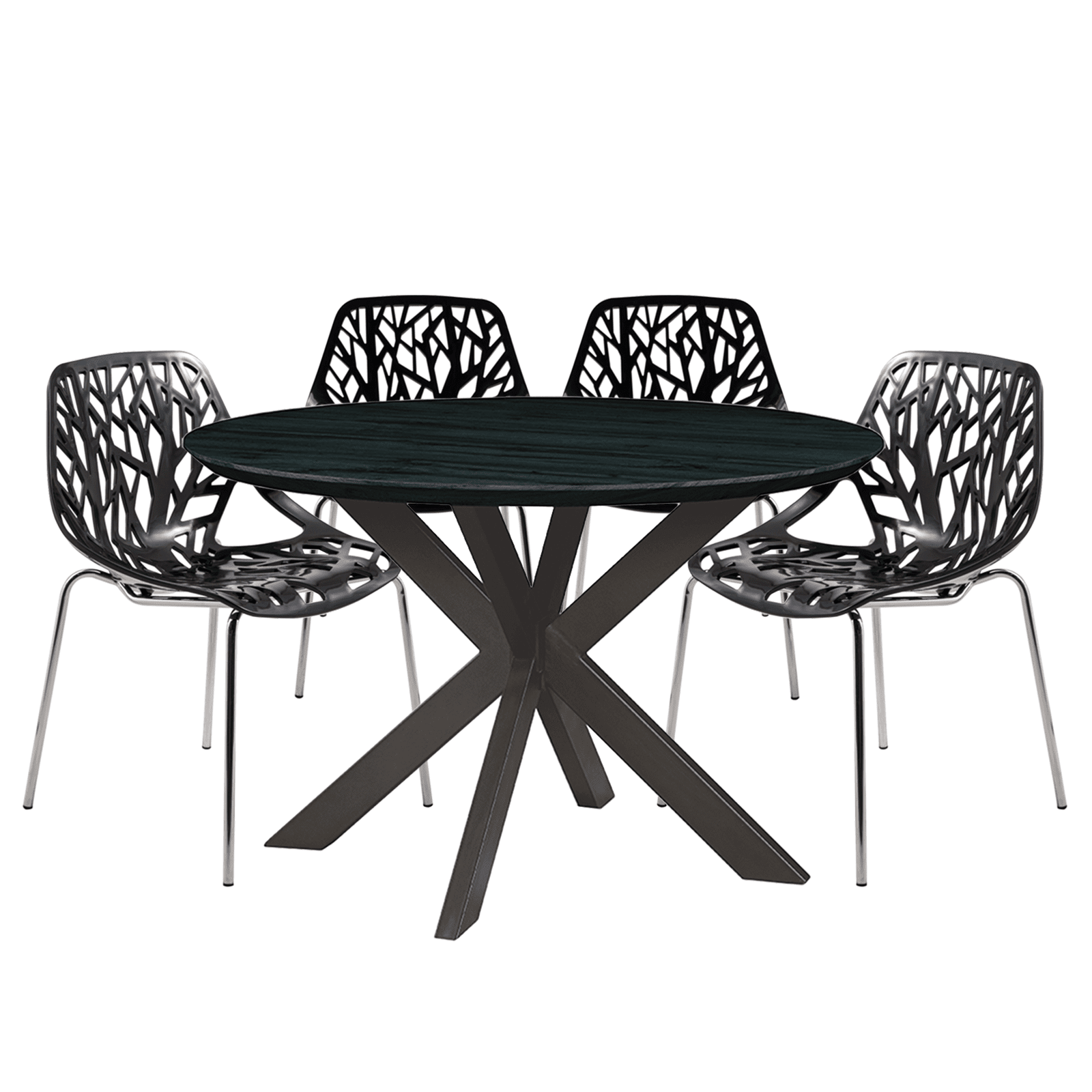 Leisuremod Ravenna Mid-Century Modern 5-Piece Metal Dining Set with 4 ...