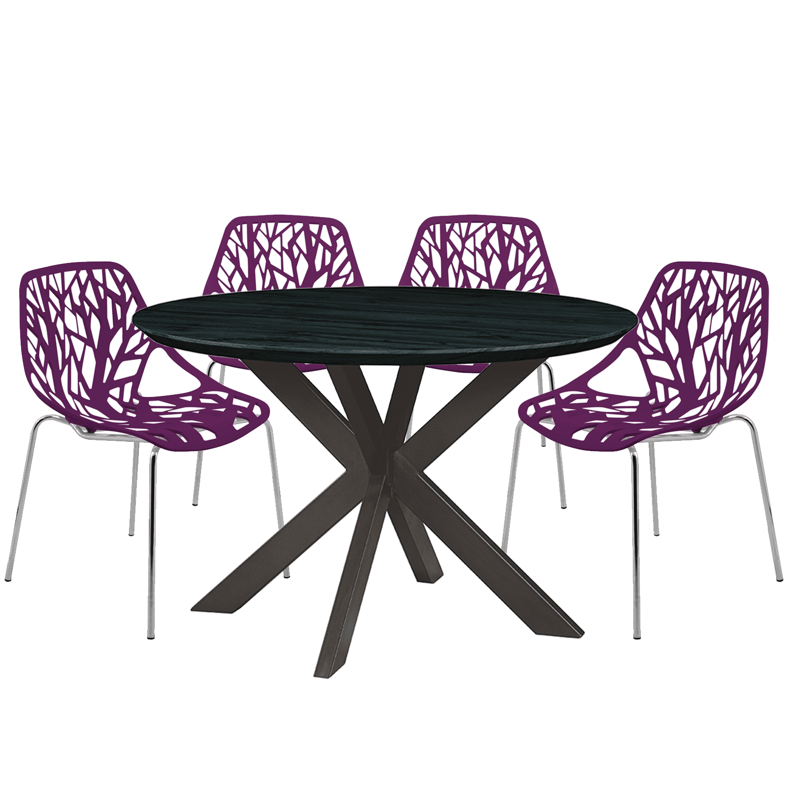 Leisuremod Ravenna Mid-Century Modern 5-Piece Metal Dining Set with 4 ...
