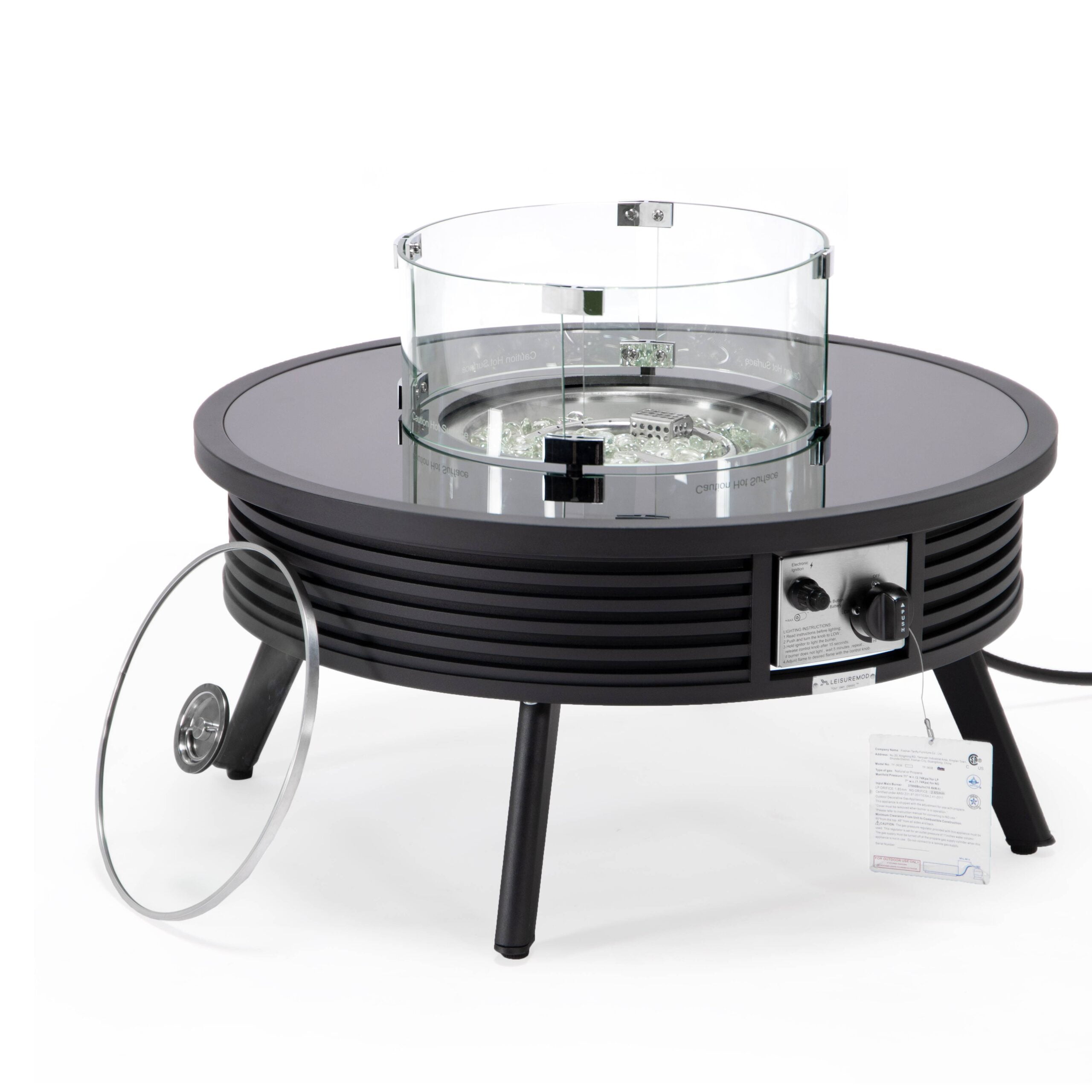Leisuremod Walbrooke Modern Outdoor Round Fire Pit Table with Powder ...