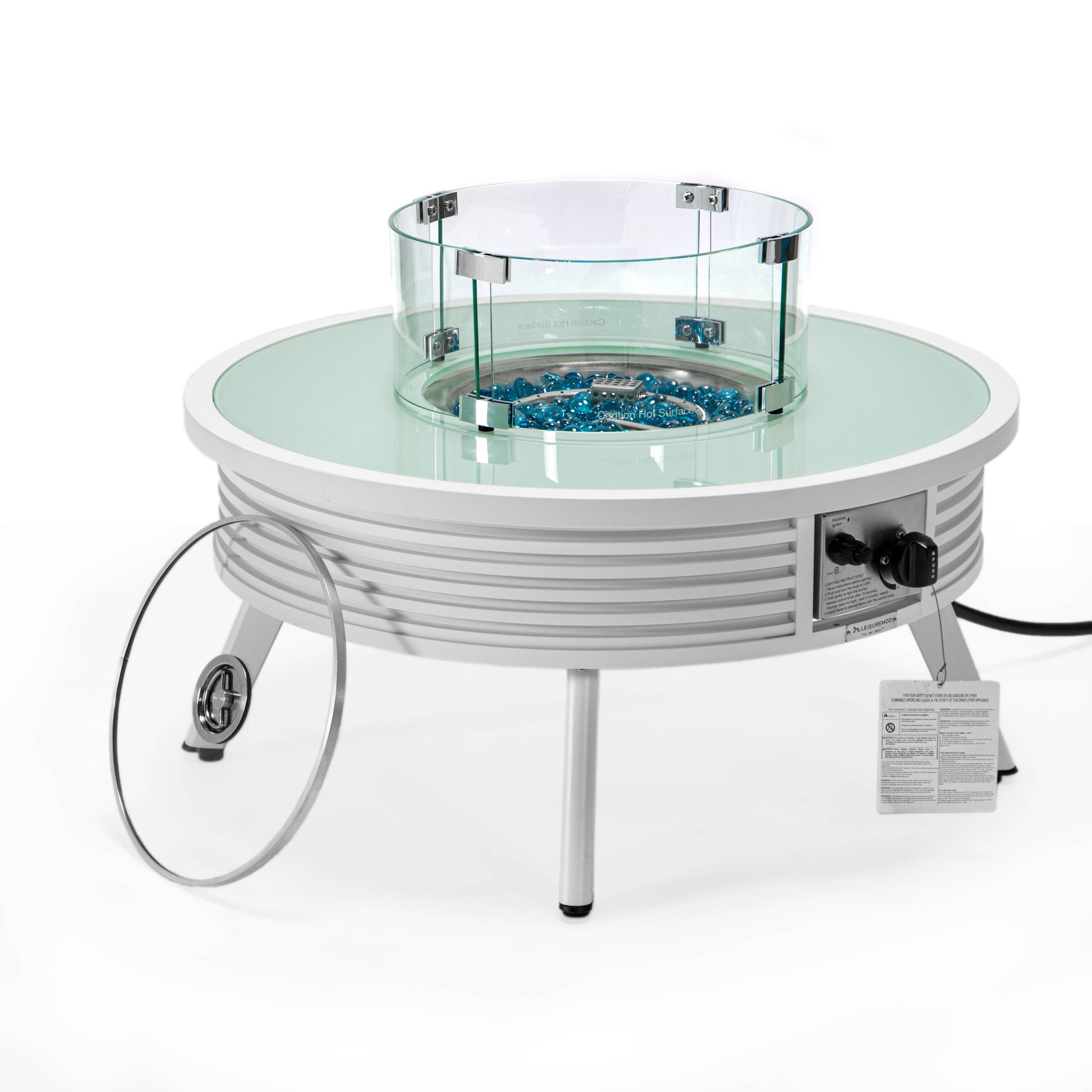 Leisuremod Walbrooke Modern Outdoor Round Fire Pit Table with Powder ...