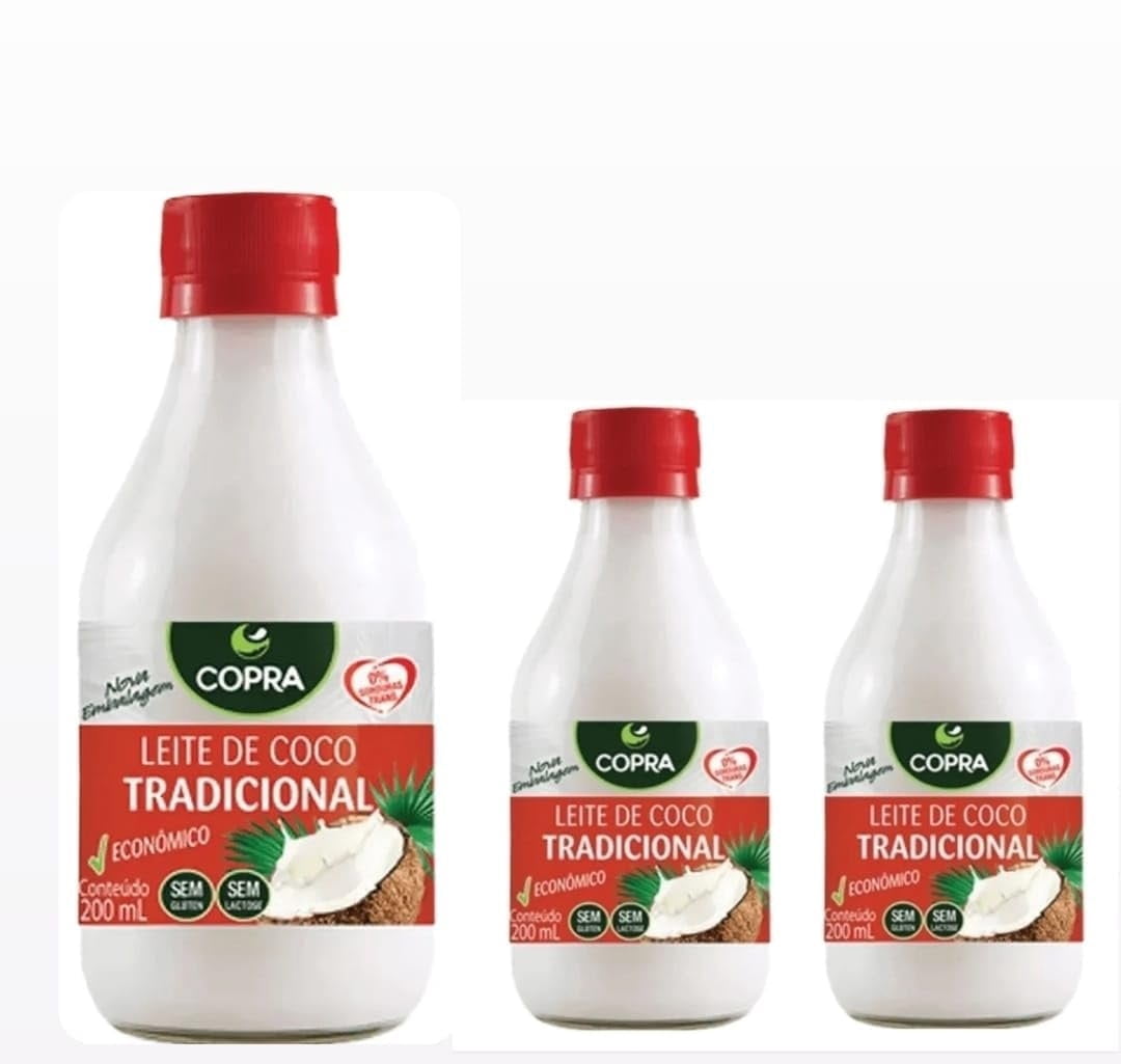 Leite de Coco Brasileiro Copra Pack of 3x200ml Brazil in Texas Bundle ...