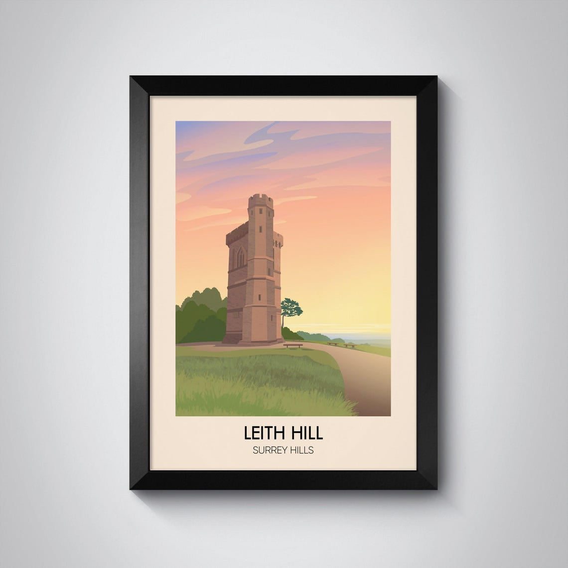 Leith Hill Tower Poster, Surrey Hills Travel Print, English Countryside ...
