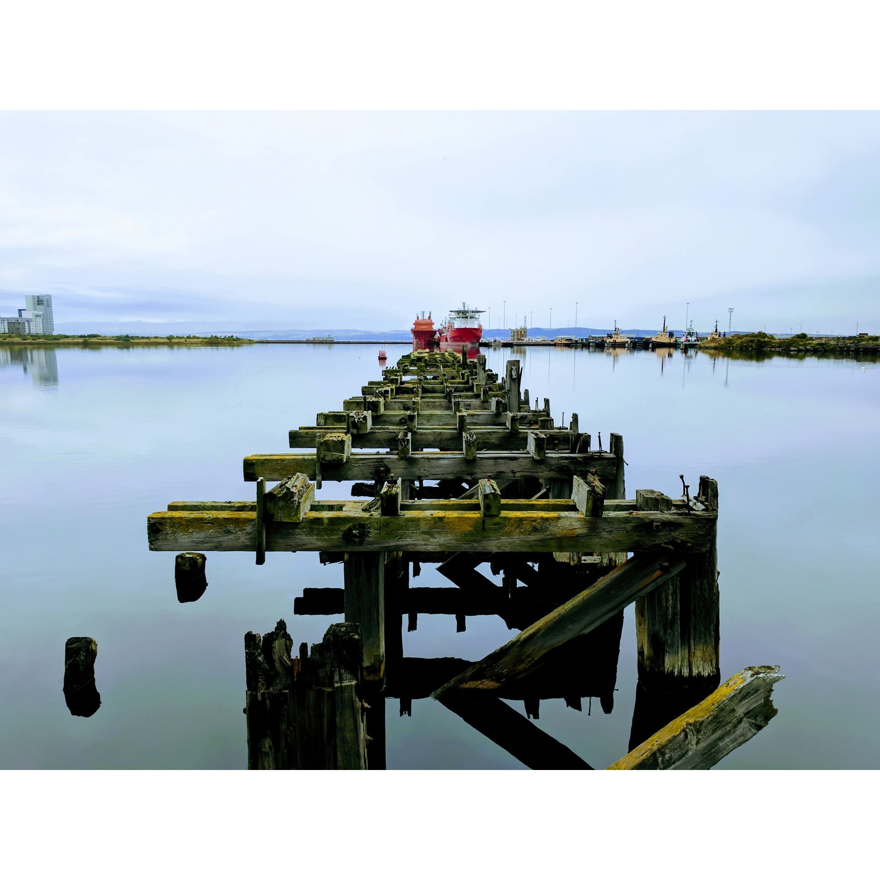 Leith Old Wharf Dock Ships Sea Water Grey Photo Extra Large Art Print ...