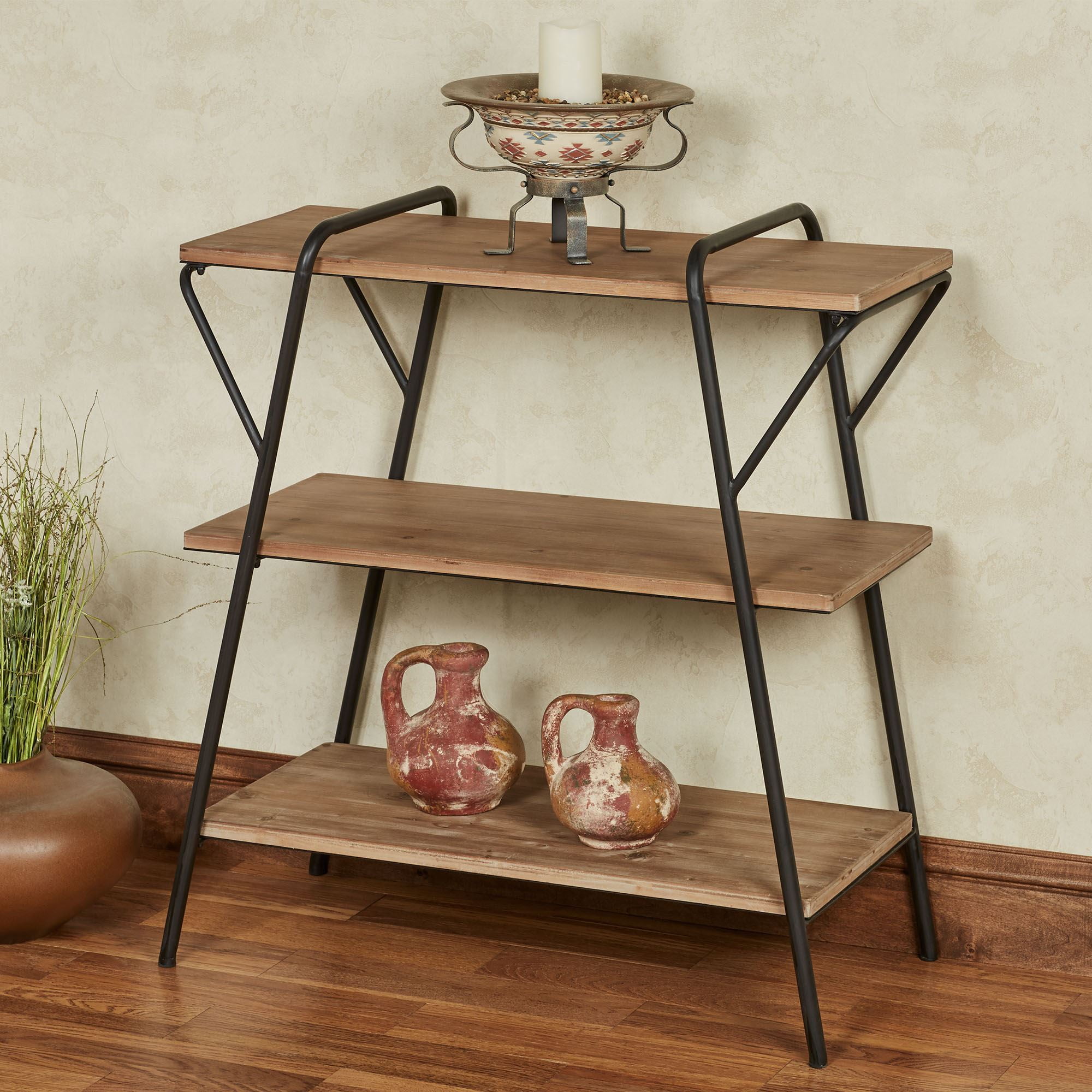 Leith Three Tier Wooden Shelf Floor Stand Finished in Natural Oak 34 ...