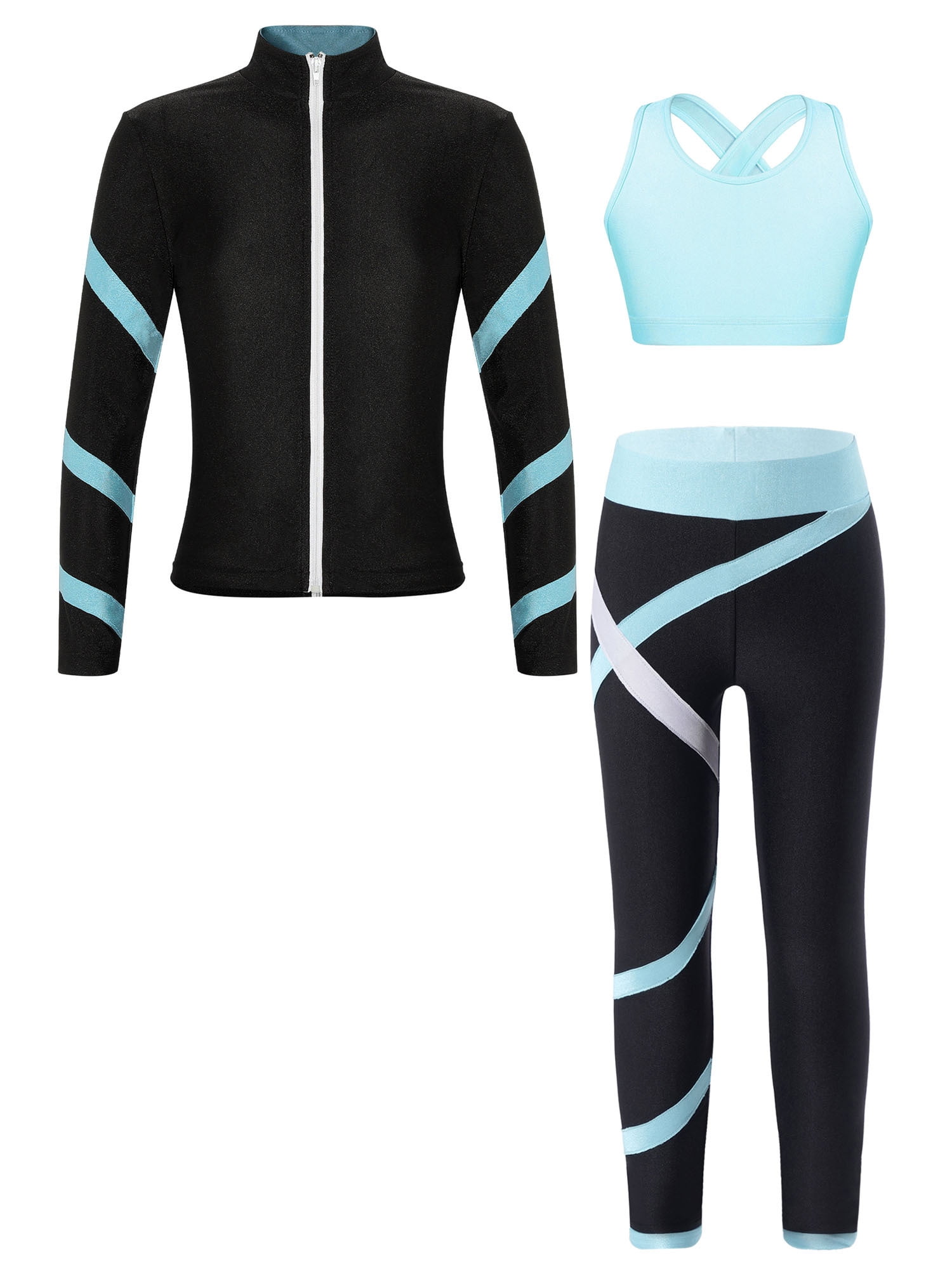 Lejafay Gymnastics Outfits Patchwork Jacket Sleeveless Crop Tops and ...