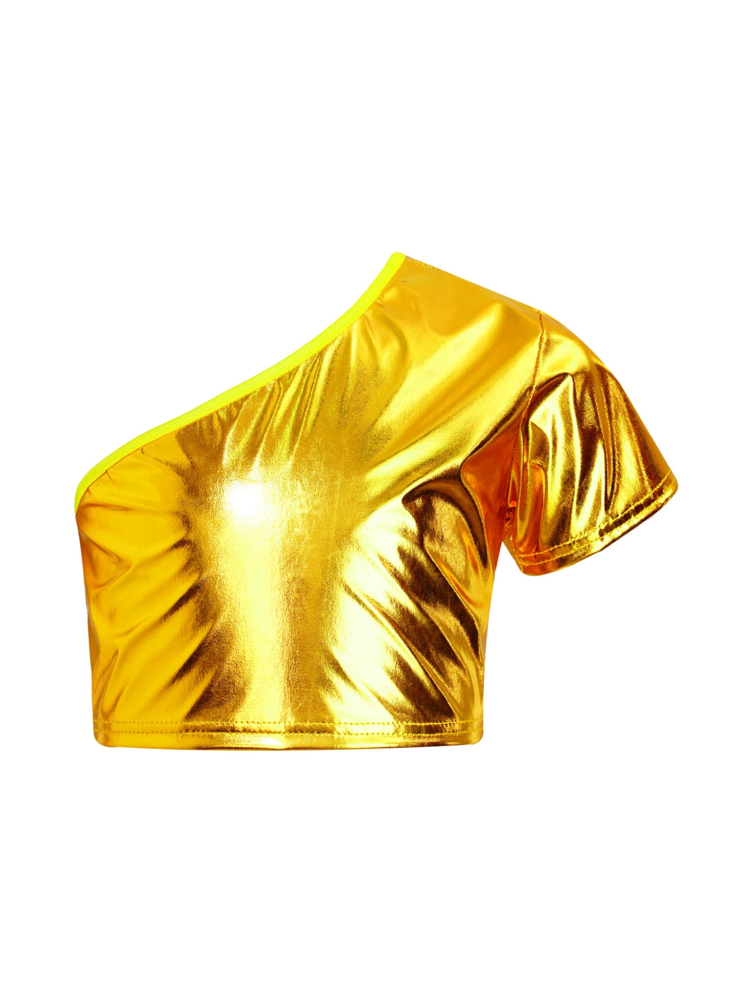 Lejafay Kids Girls One Shoulder Crop Tank Hip Hop Dance Shirts Sparkly ...
