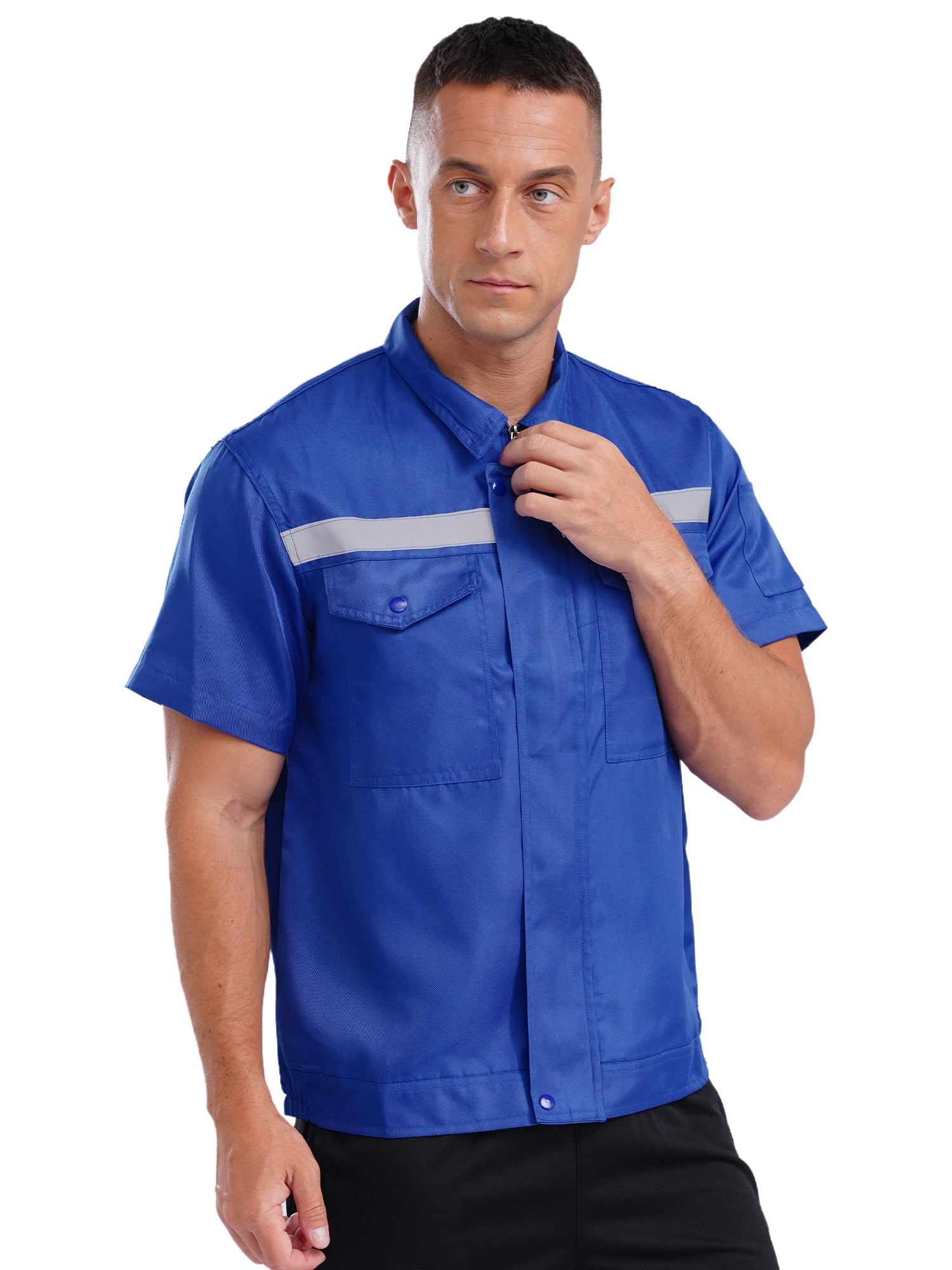 Lejafay Men's Enhanced Visibility Industrial Work Shirt Reflective ...