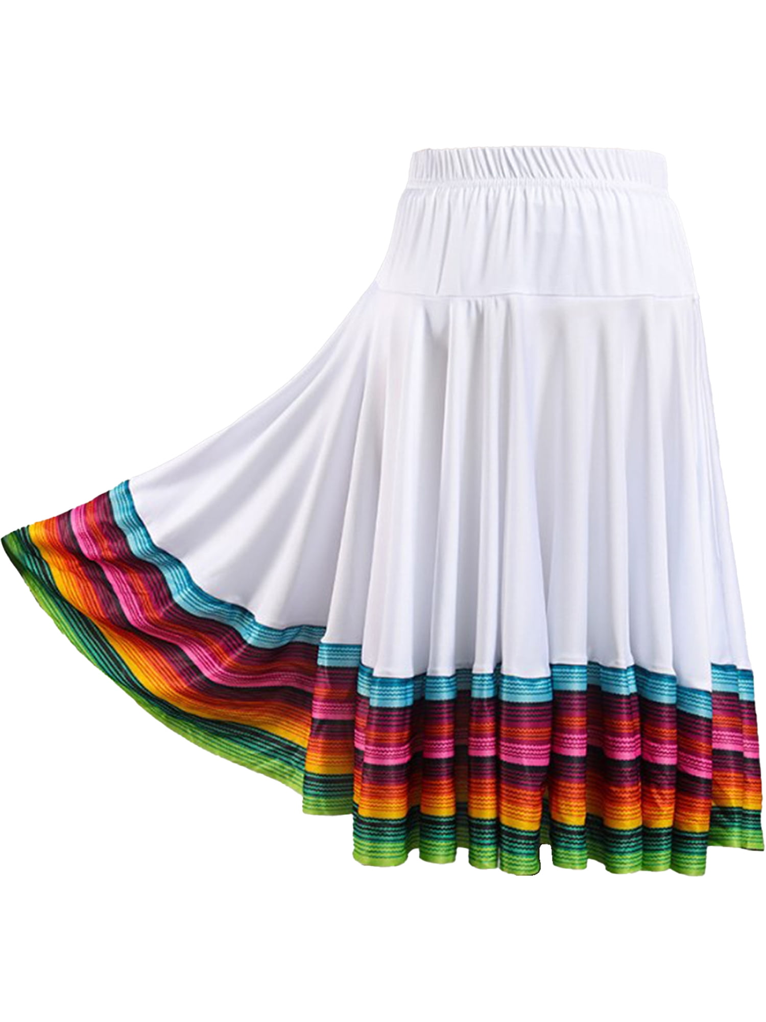 Lejafay Womens Folklorico Dance Skirt Spanish Flamenco Colorful Big ...