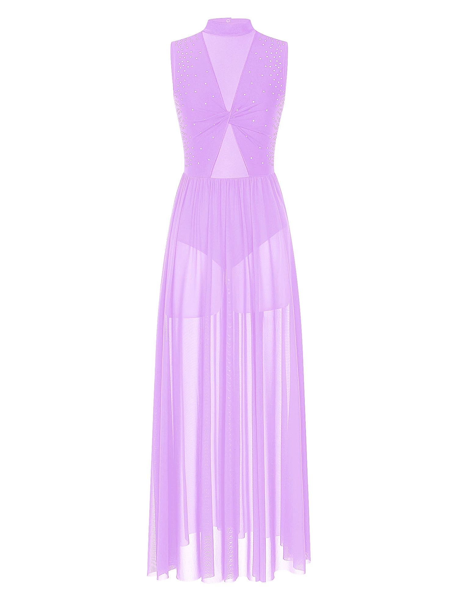 Lejafay Women's Long Maxi Lyrical Dance Costume Twisted Overlay Modern ...