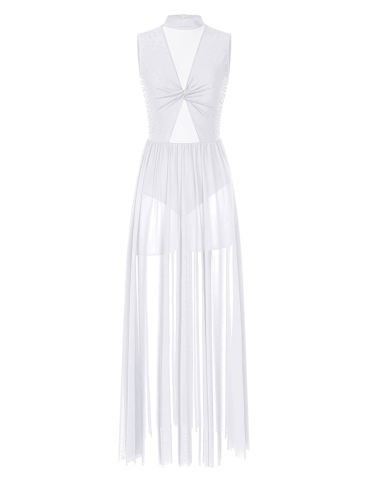 Lejafay Women's Long Maxi Lyrical Dance Costume Twisted Overlay Modern ...