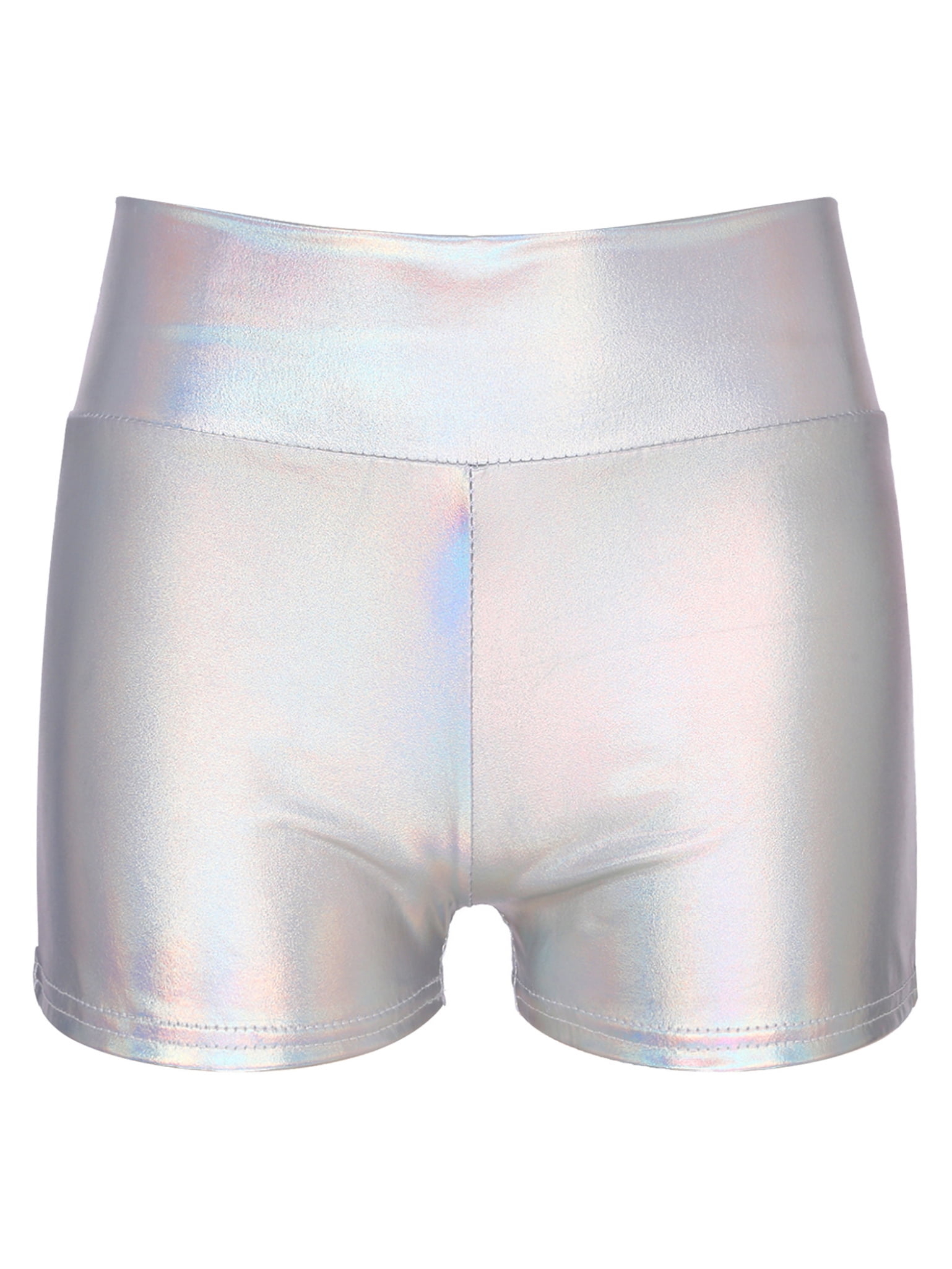 Lejafay Women's Metallic Shiny Rave Booty Shorts High Waisted Bottoms ...