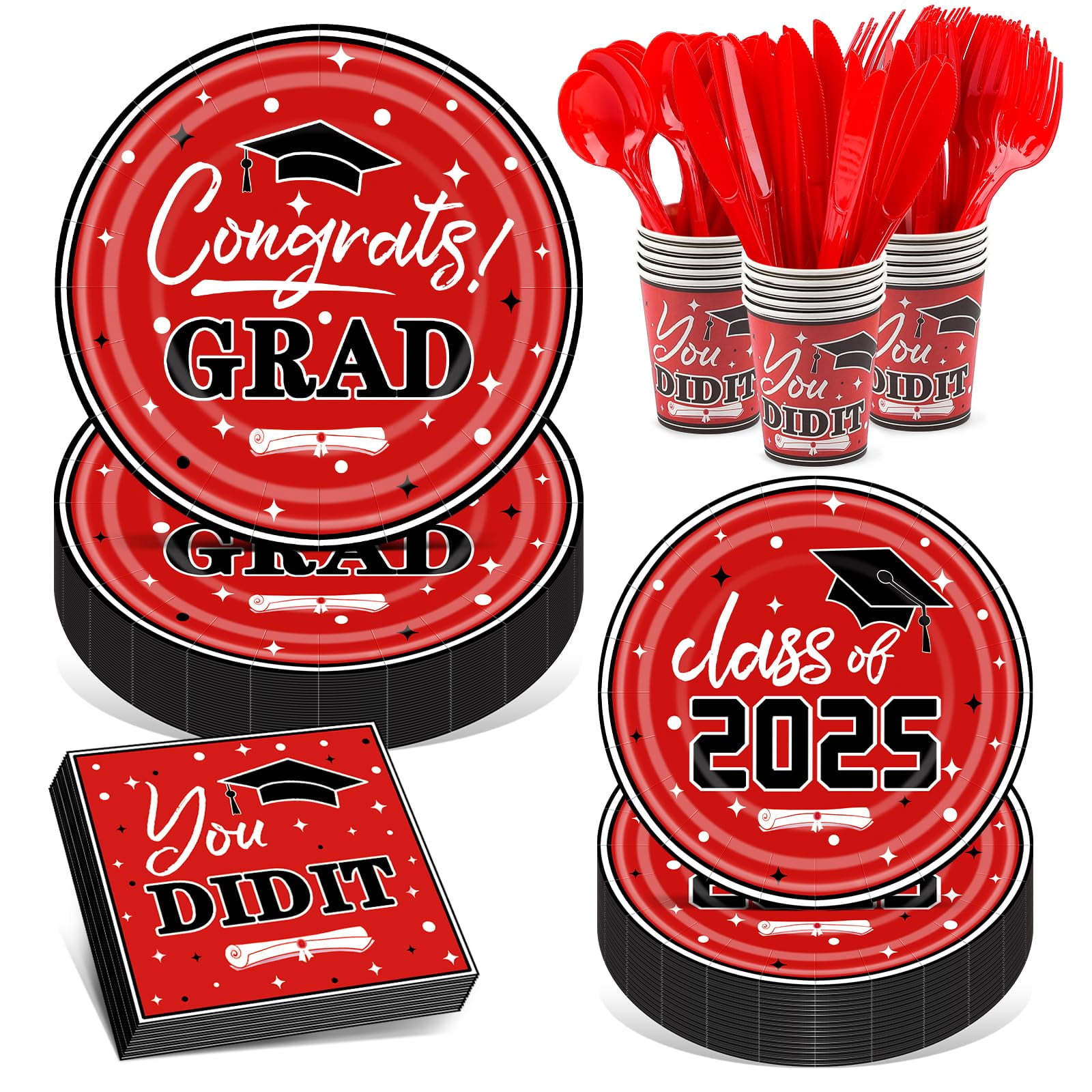 Lejof 210Pcs Graduation Paper Plates Set -Class of 2025 Graduation ...