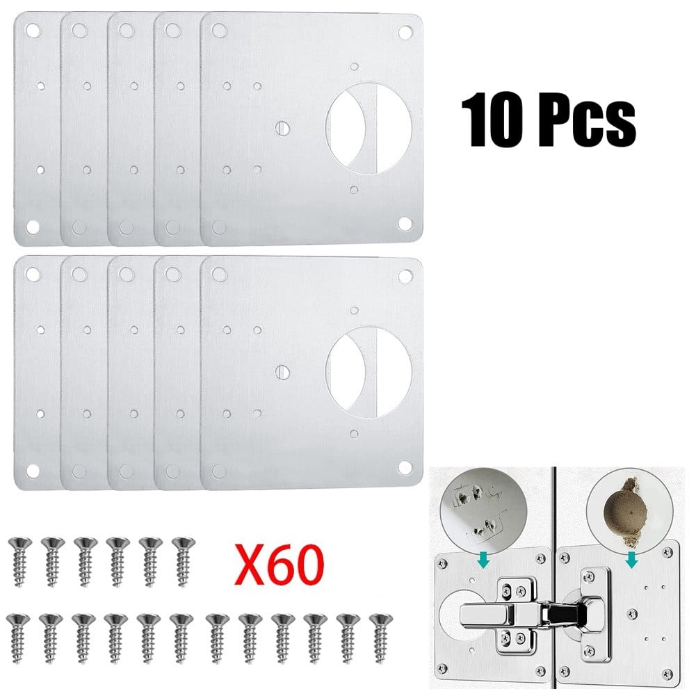 Leke 1/2/4/10pcs Hinge Repair Plate Brushed Stainless Steel Cabinet ...