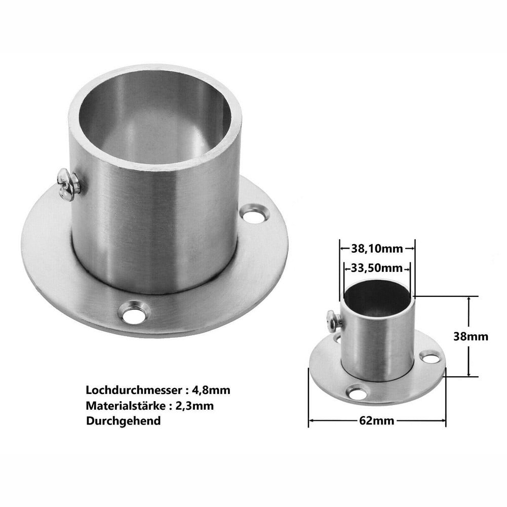 Leke 2Pcs Wardrobe Steel Pipe Bracket Tube Support Flange Seat Wardrobe ...