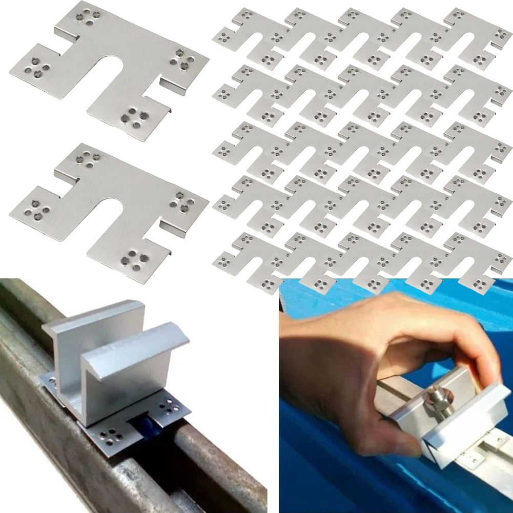 Leke 50X Solar Panel Mounting PV Grounding Clip Washer Spacer ...