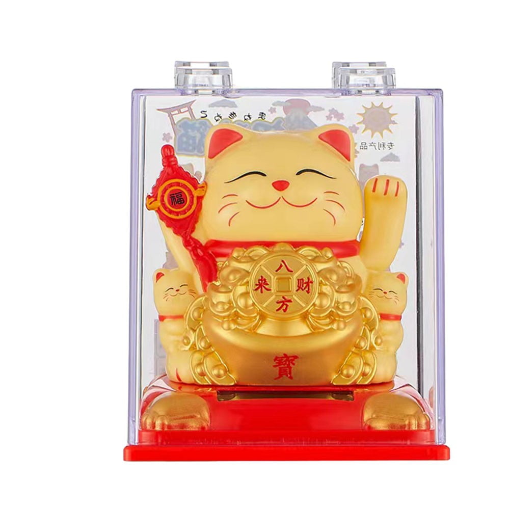 Leke Lucky Cat Solar-Powered Automatic Waving Hand Cashier Front Desk Cash Register New Store ...