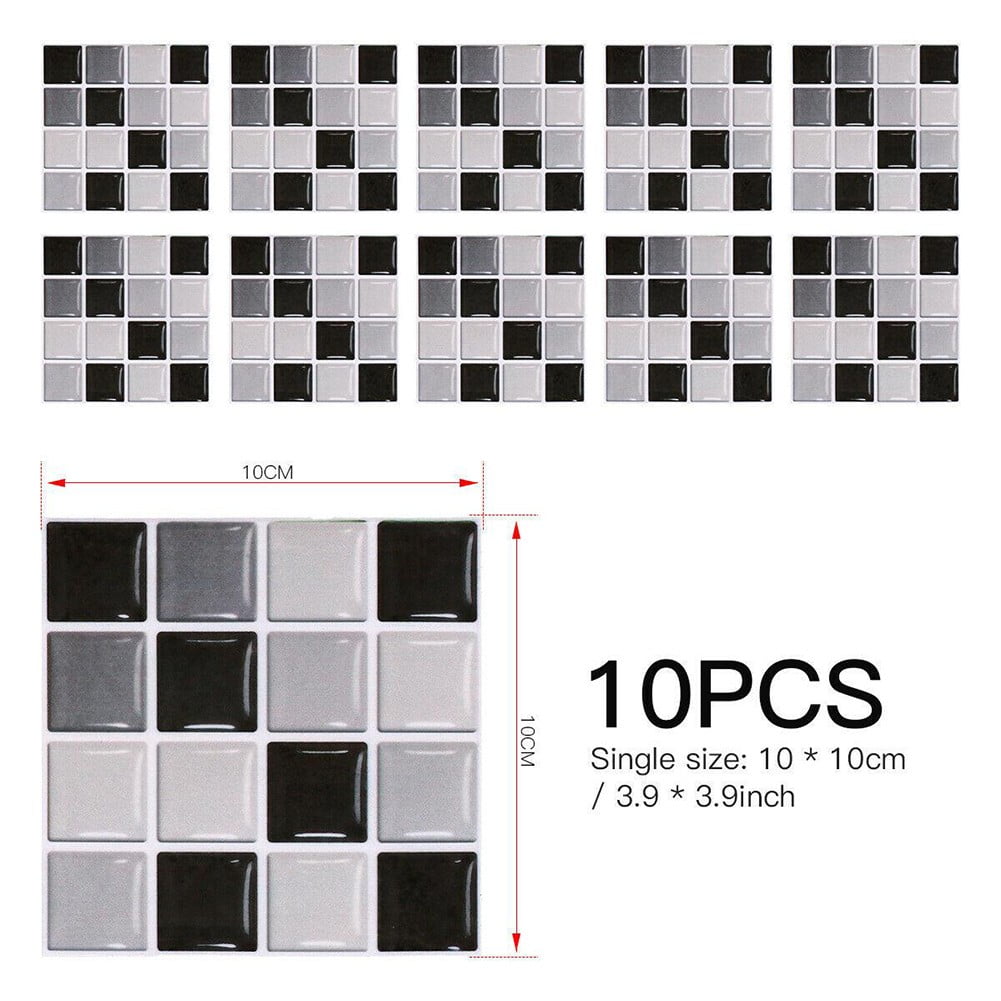Leke Revamp Your Walls with 10Pcs Waterproof Tile Stickers, Retro PVC ...