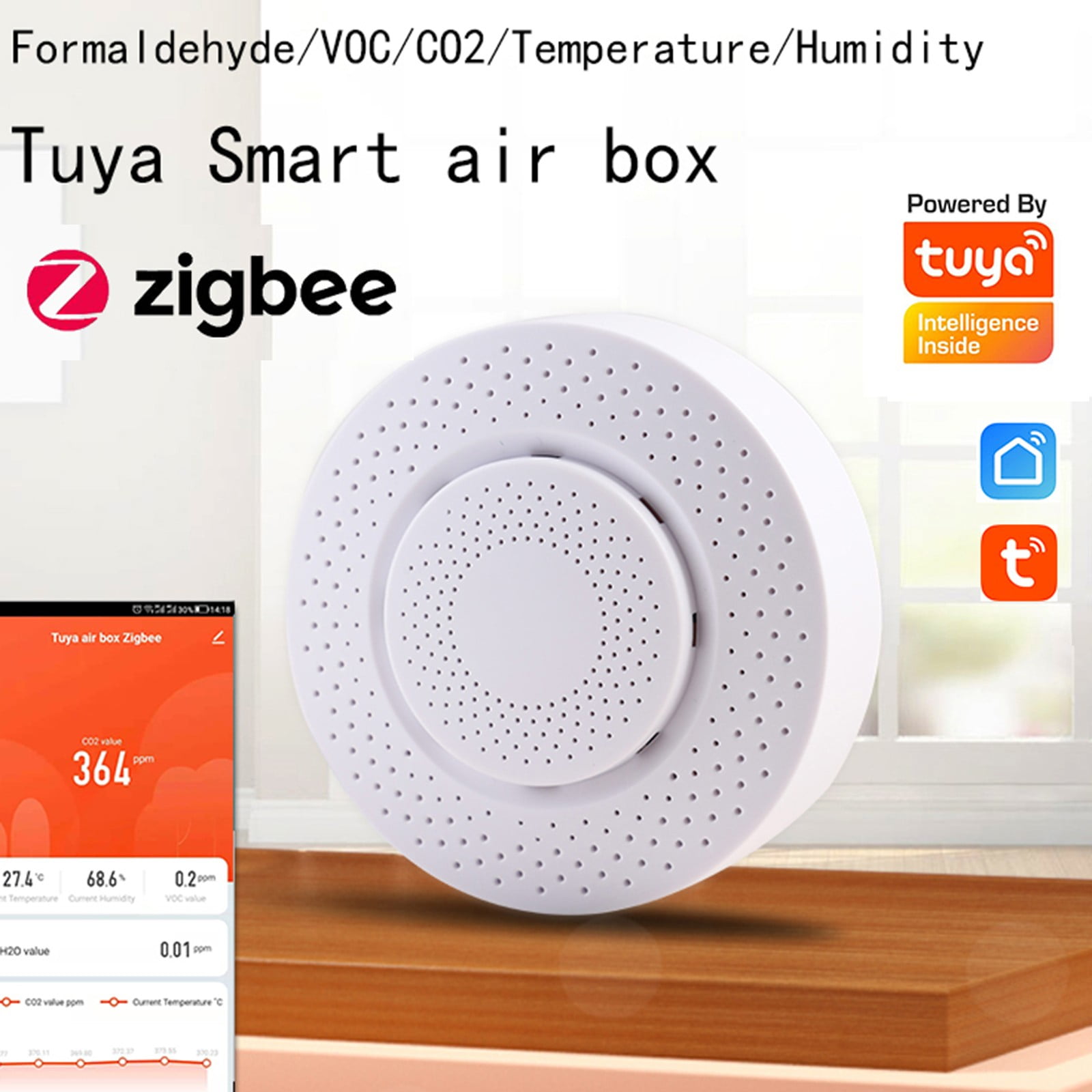 Leke for Tuya Air Box ZigBee Formaldehyde Temperature Humidity CO2 Air ...
