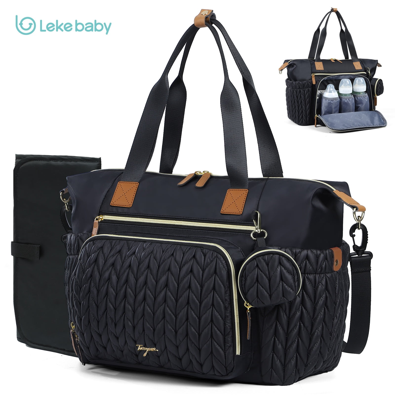 Lekebaby Tote Diaper Bag, Large Capacity Diaper Bags with Changing Pad ...