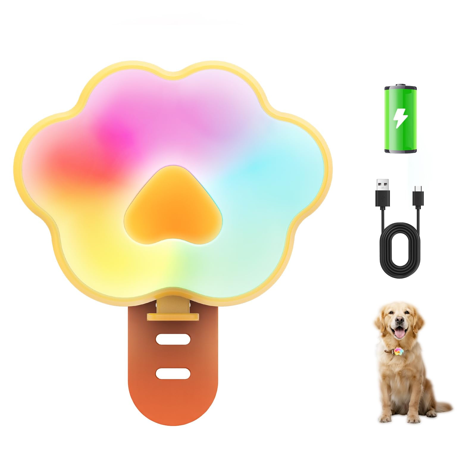Lekereise Dog Collar Light, Upgraded 6 Modes USB Rechargeable LED Color ...
