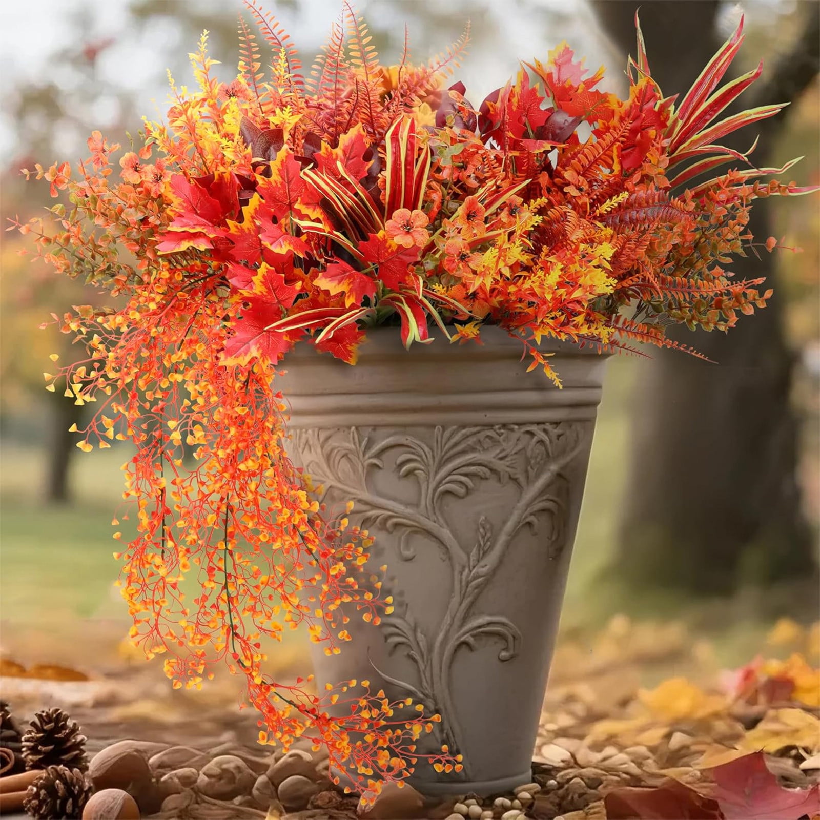 Lekihaqq 1 Packs Artificial Maple Leaf Branches Fall Decor, Realistic ...